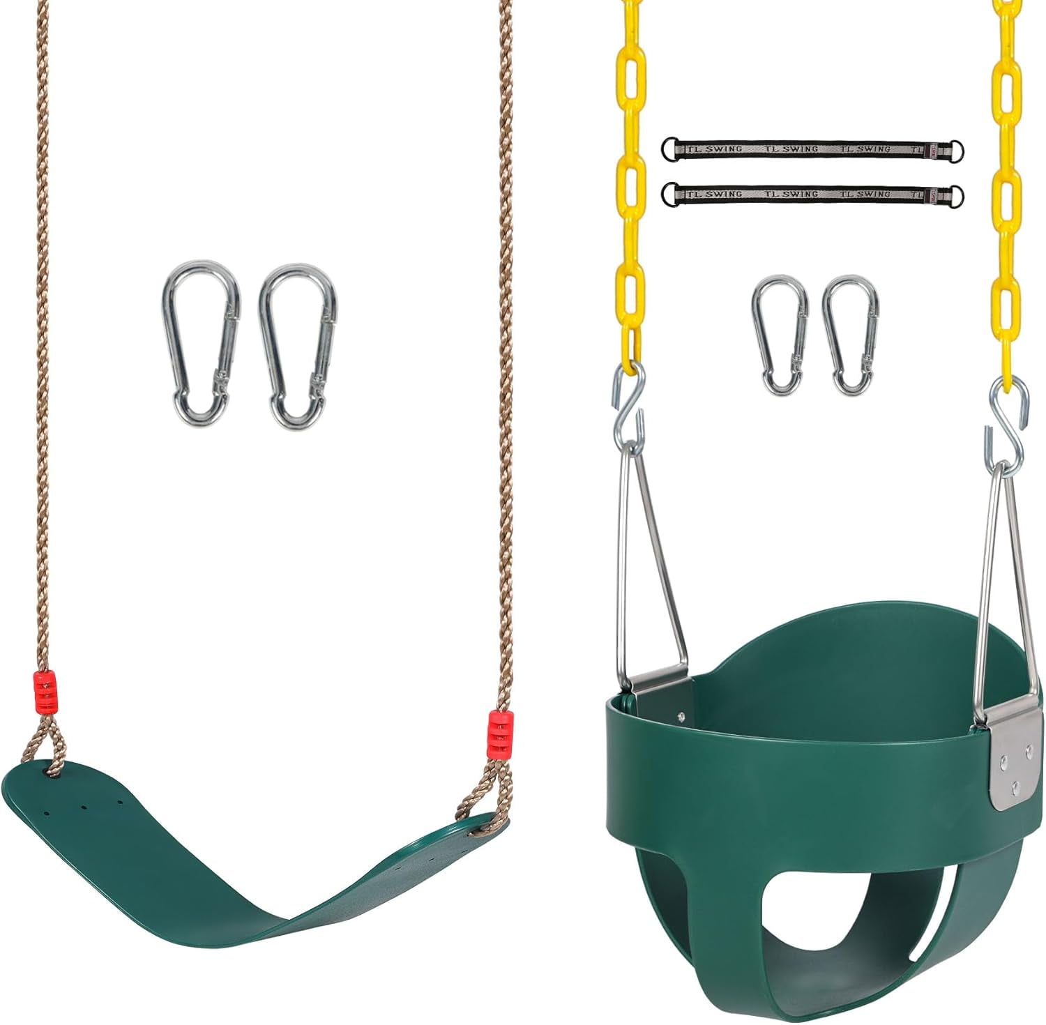 Toddler Swing Seat with Coated Chains, Heavy Duty Kids High Back Bucket ...