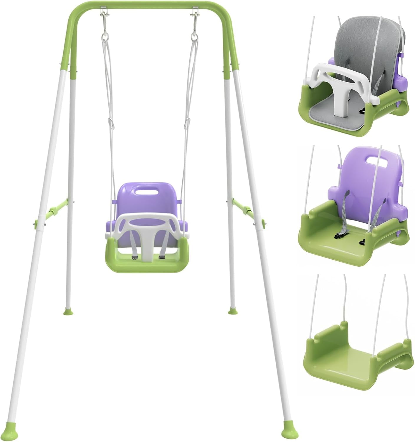 Toddler Swing with Soft Cushion, Foldable Indoor & Outdoor Baby Swing ...