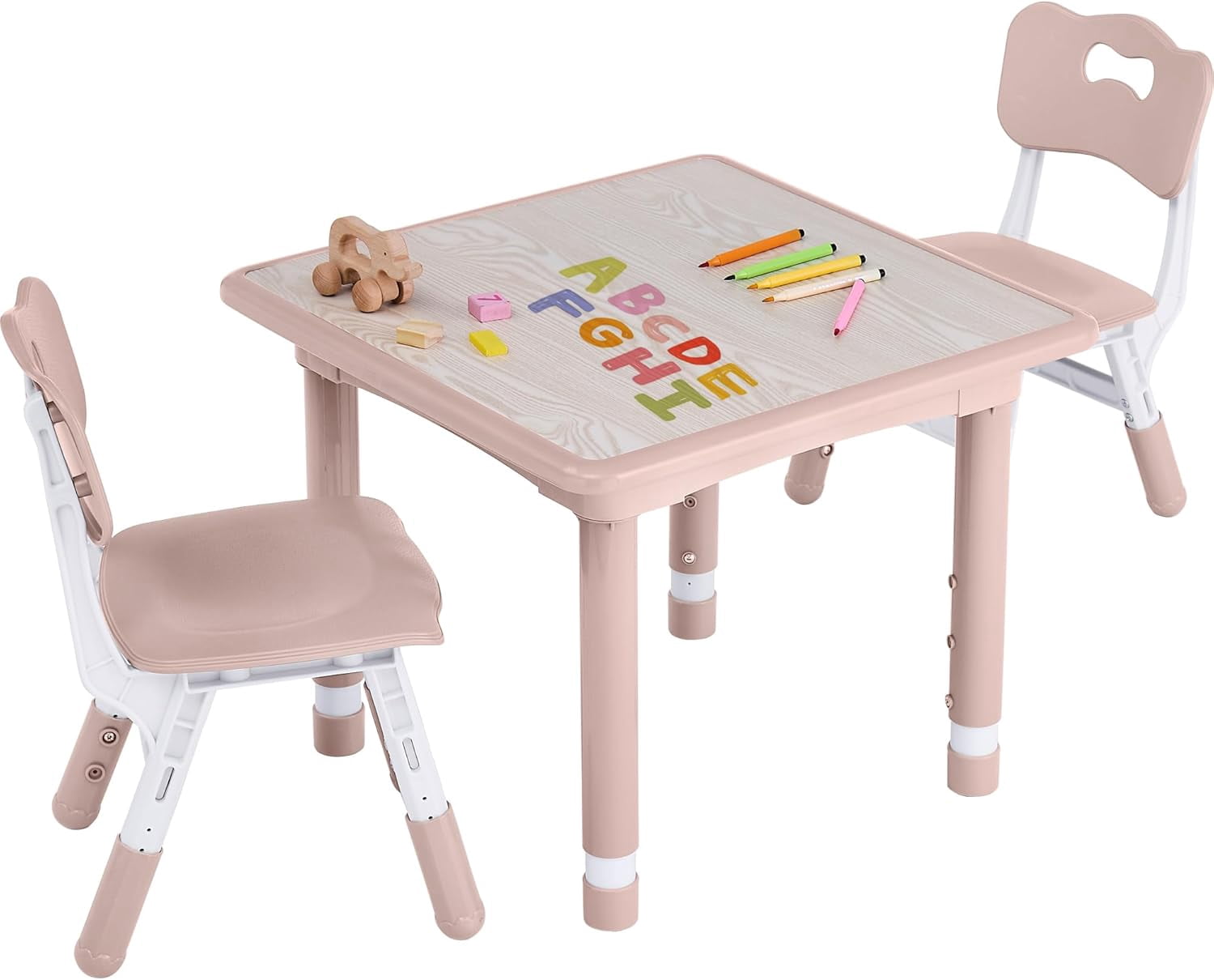 Toddler Table and Chair Set, Height Adjustable-Upgrade Kids Desk and 2 ...