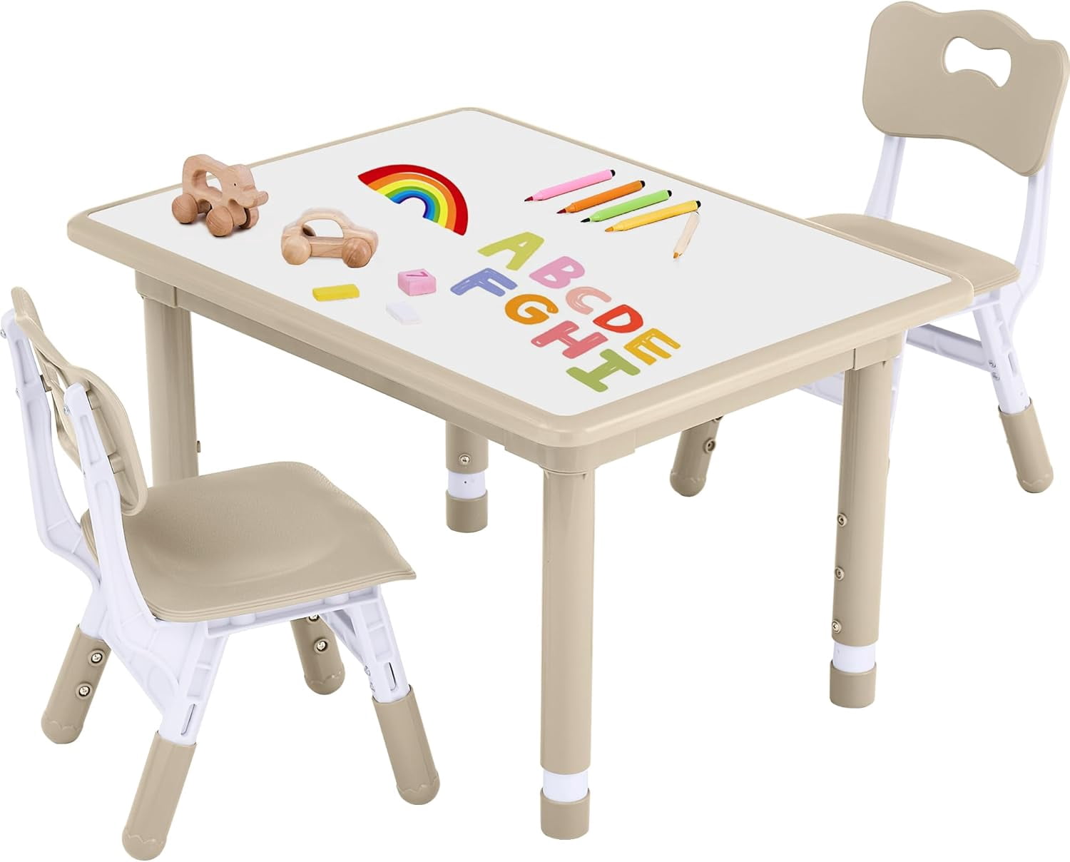 Toddler Table and Chair Set, Height Adjustable-Upgrade Kids Desk and 2 ...