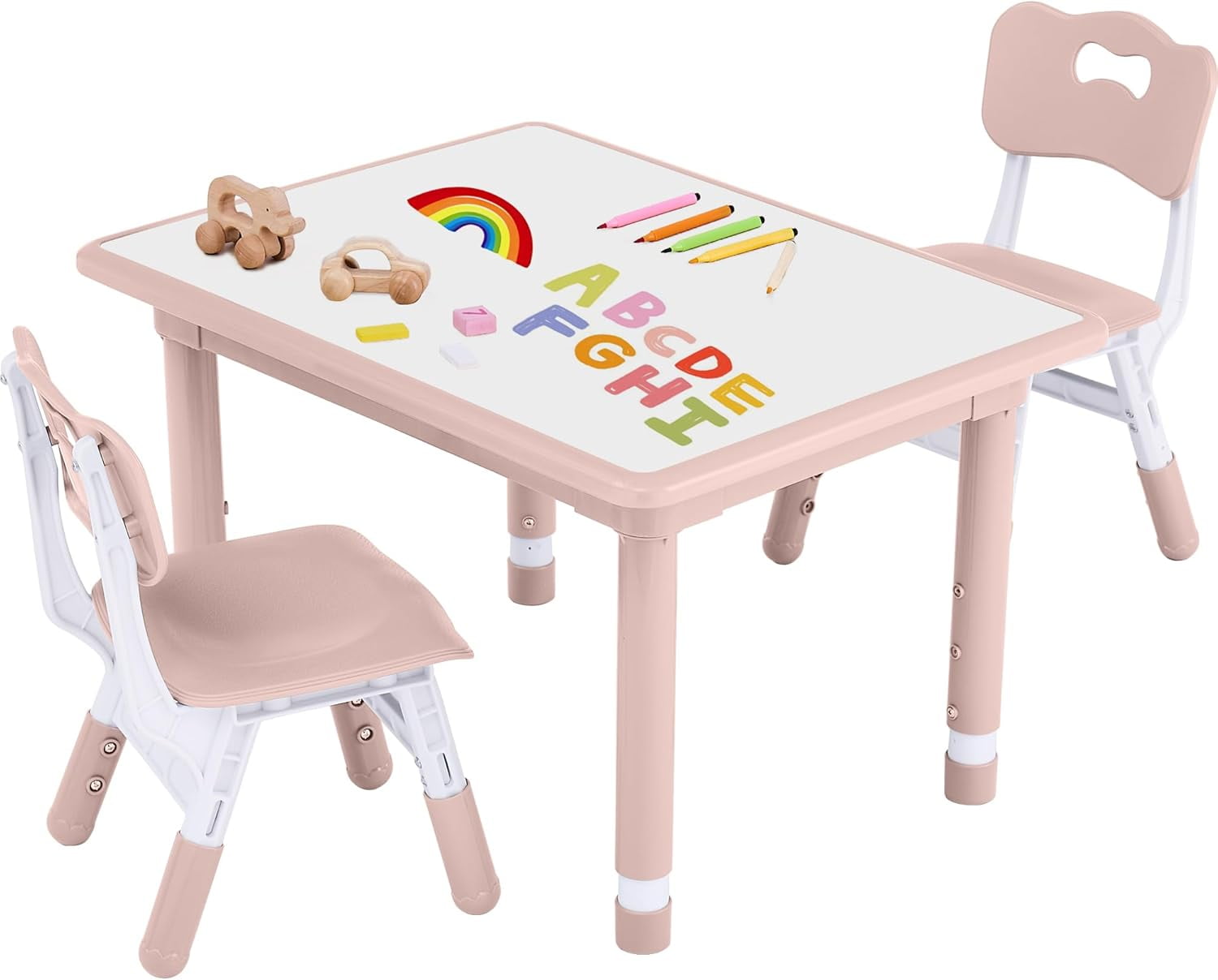 Toddler Table and Chair Set, Height Adjustable-Upgrade Kids Desk and 2 ...