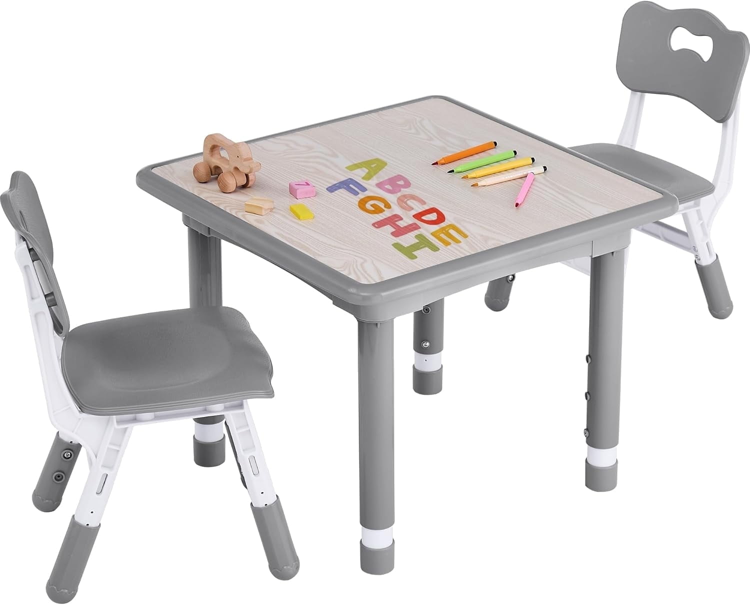 Toddler Table and Chair Set, Height Adjustable-Upgrade Kids Desk and 2 ...