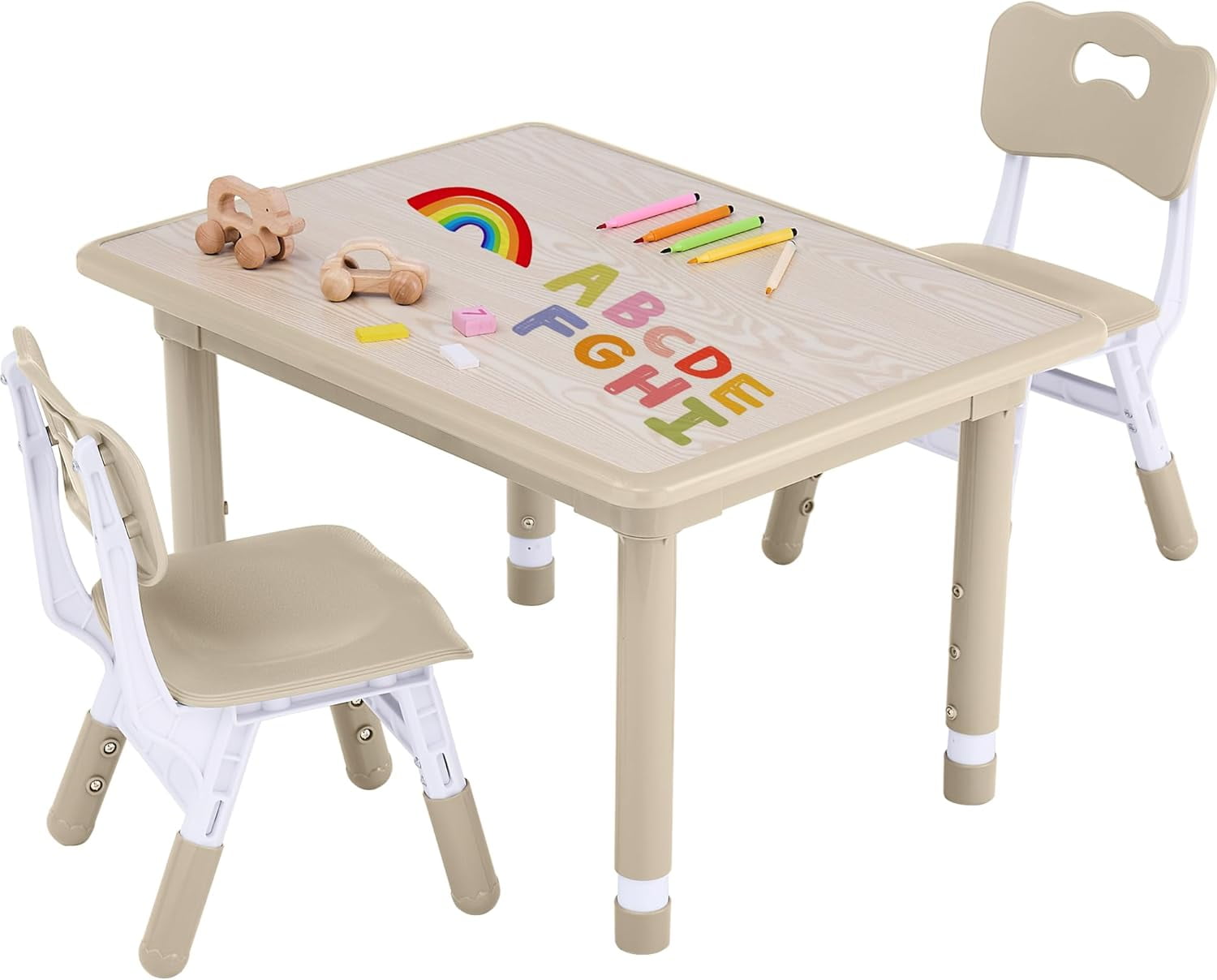 Toddler Table and Chair Set, Height Adjustable-Upgrade Kids Table and 2 ...