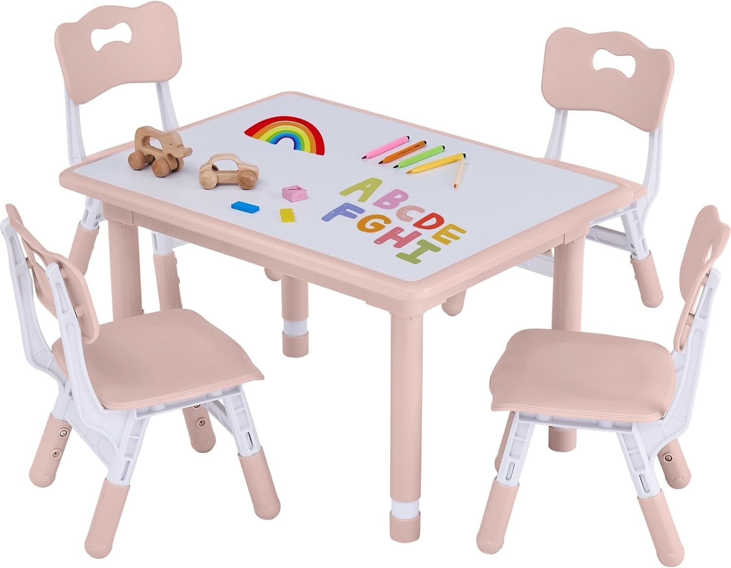 Toddler Table and Chair Set, Height Adjustable-Upgrade Kids Table and 4 ...