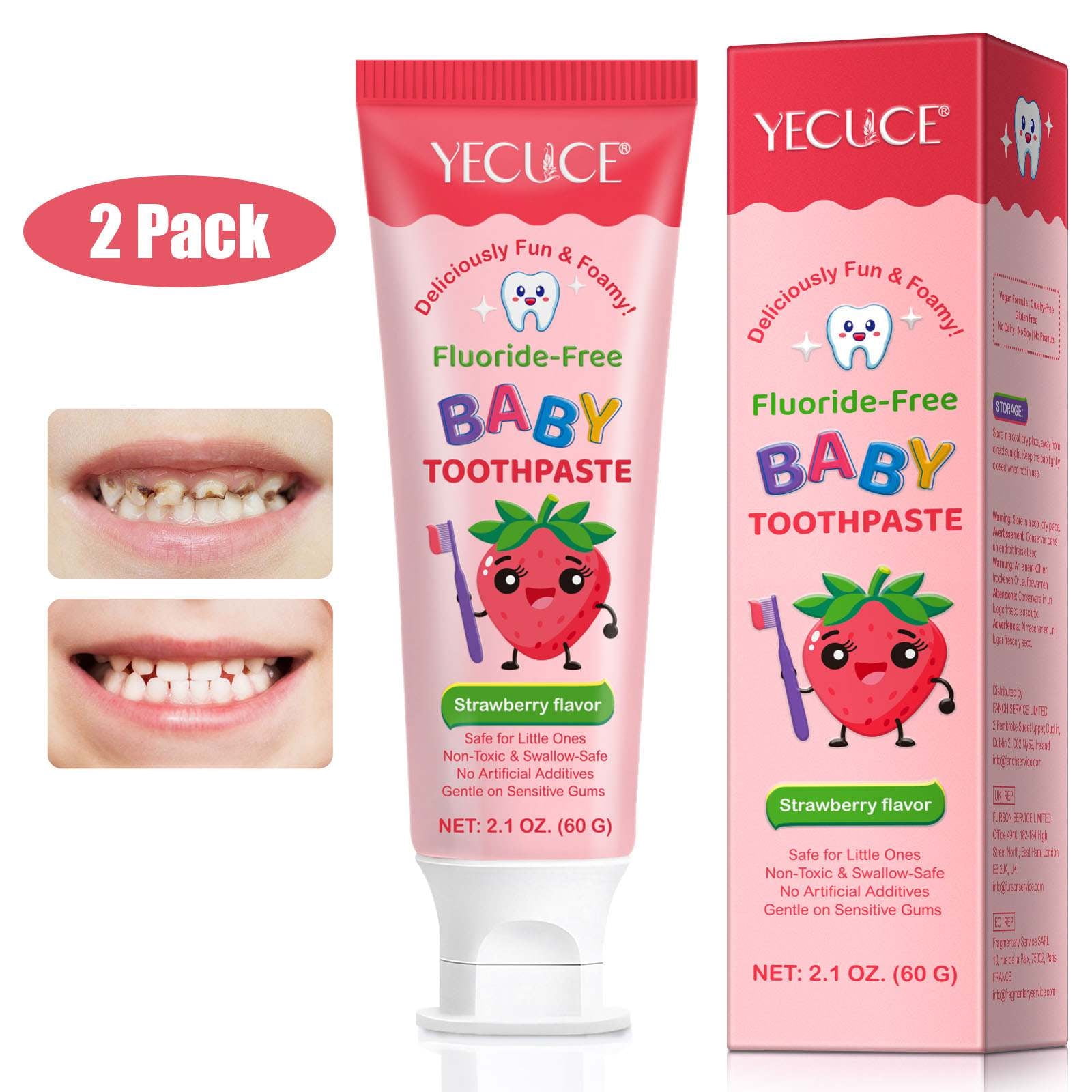 Toddler Toothpaste 60G - Fluoride Free Toothpaste for Toddlers 2 ...