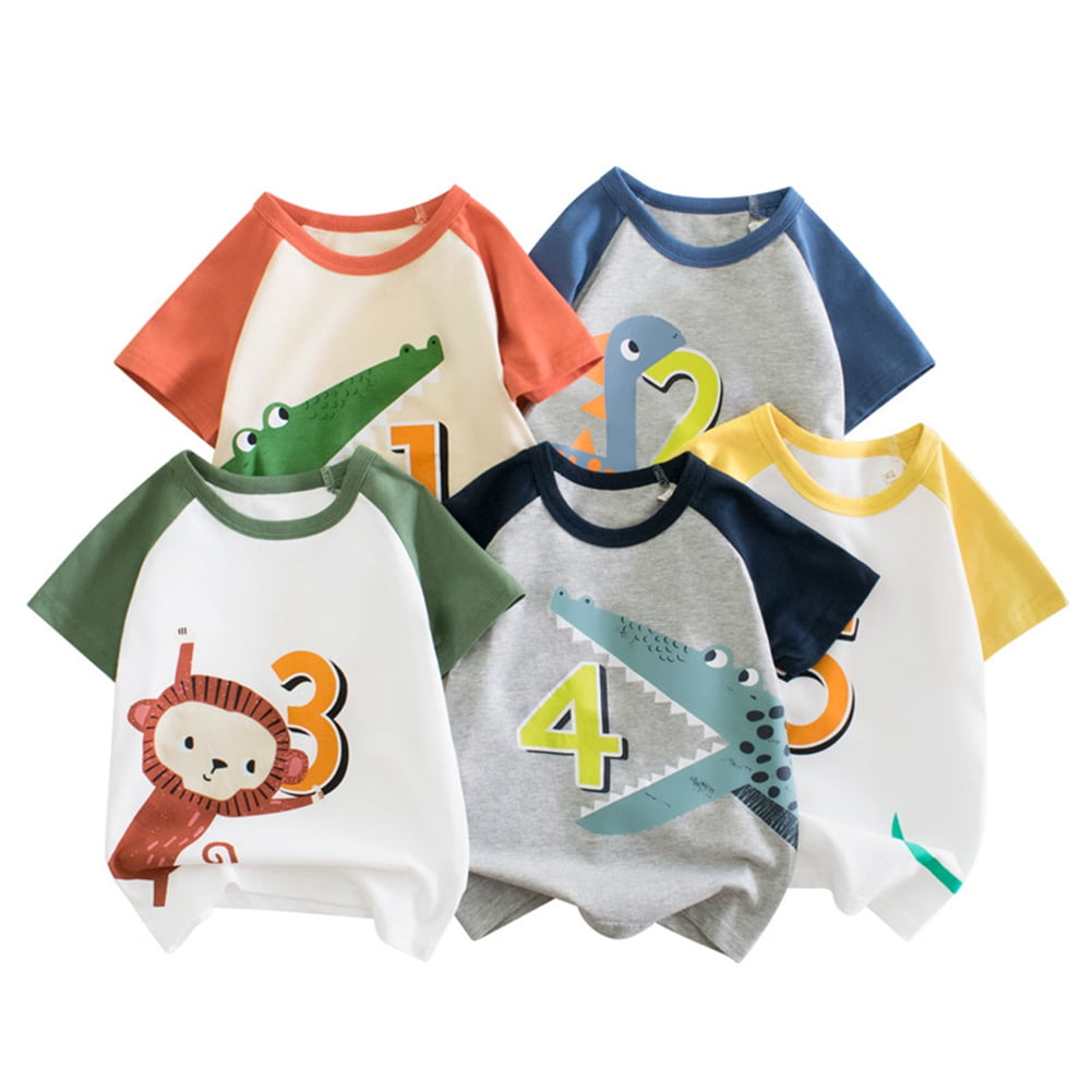 Toddler Tops Tees Kid Clothes Cartoon Numbers Crocodile / Dinosaur ...
