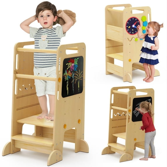G TALECO GEAR Kitchen Kids Step Stool Helper, Wooden Toddler Tower with ...