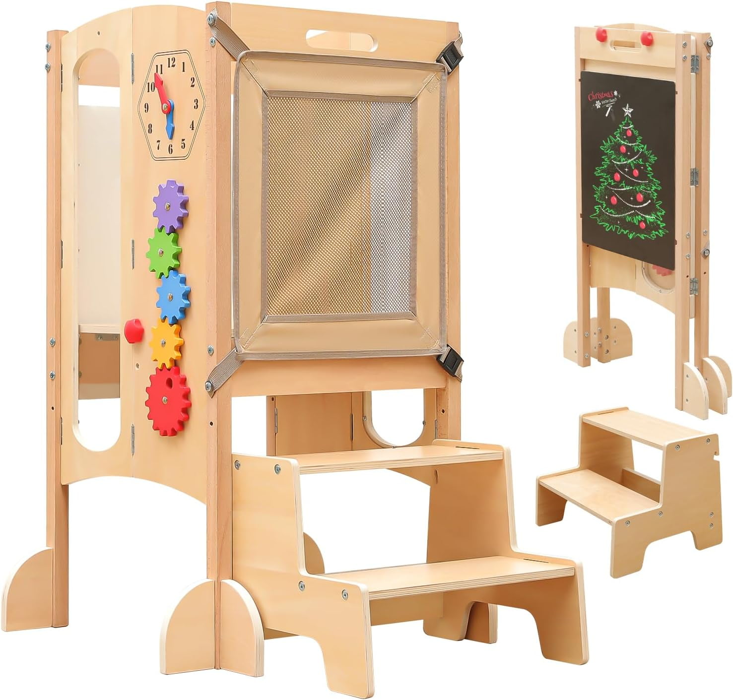 Toddler Tower, Toddler Kitchen Stool Helper with 2 Step Stool, Wooden ...