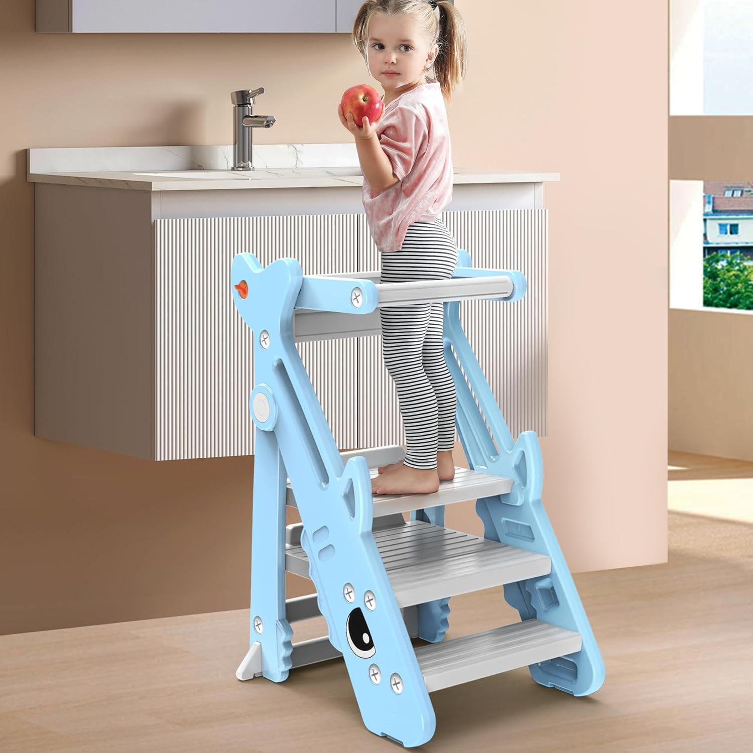 Toddler Tower Kitchen Stool Helper, Rengue Adjustable/Foldable Toddler ...