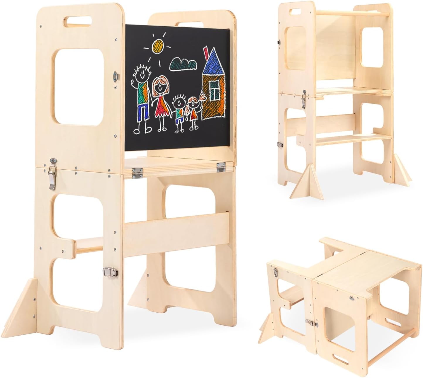 Toddler Tower, Learning Standing tower, 4-in-1 Kitchen Wooden Stool ...