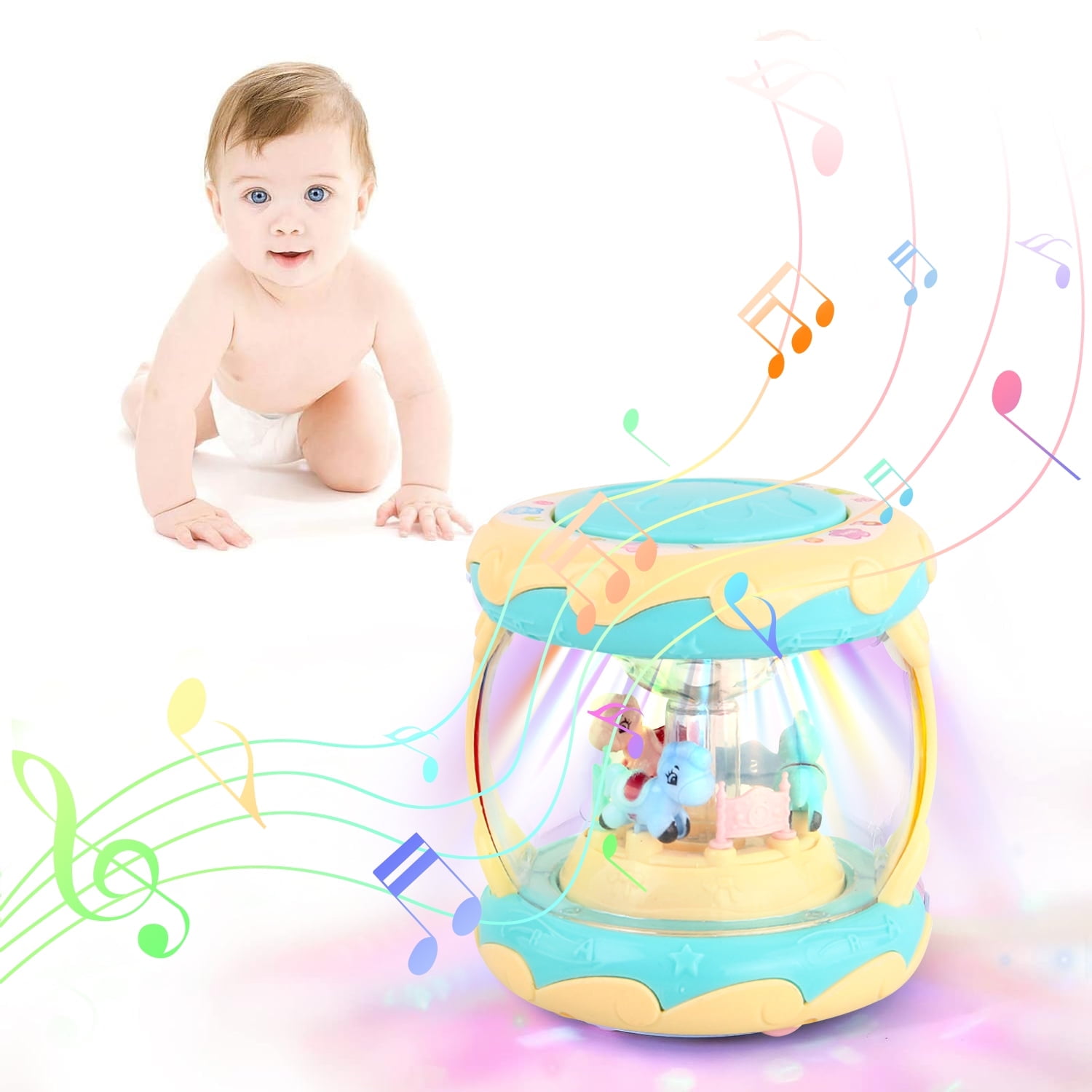 Toddler Toy for 1 Year Old - Rotating Light up Musical Toy - Learning ...
