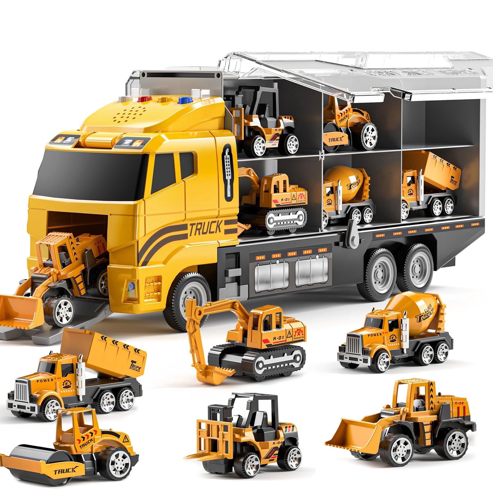 RUVINCE Toddler Boys Construction Truck Vehicle Toy Set Die-Cast Toy ...