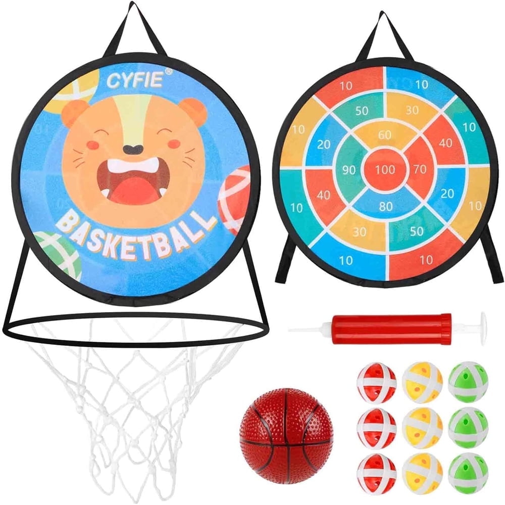 CYFIE Kids Indoor/Outdoor Sports Toy: Double-sided Basketball Hoop Dart ...