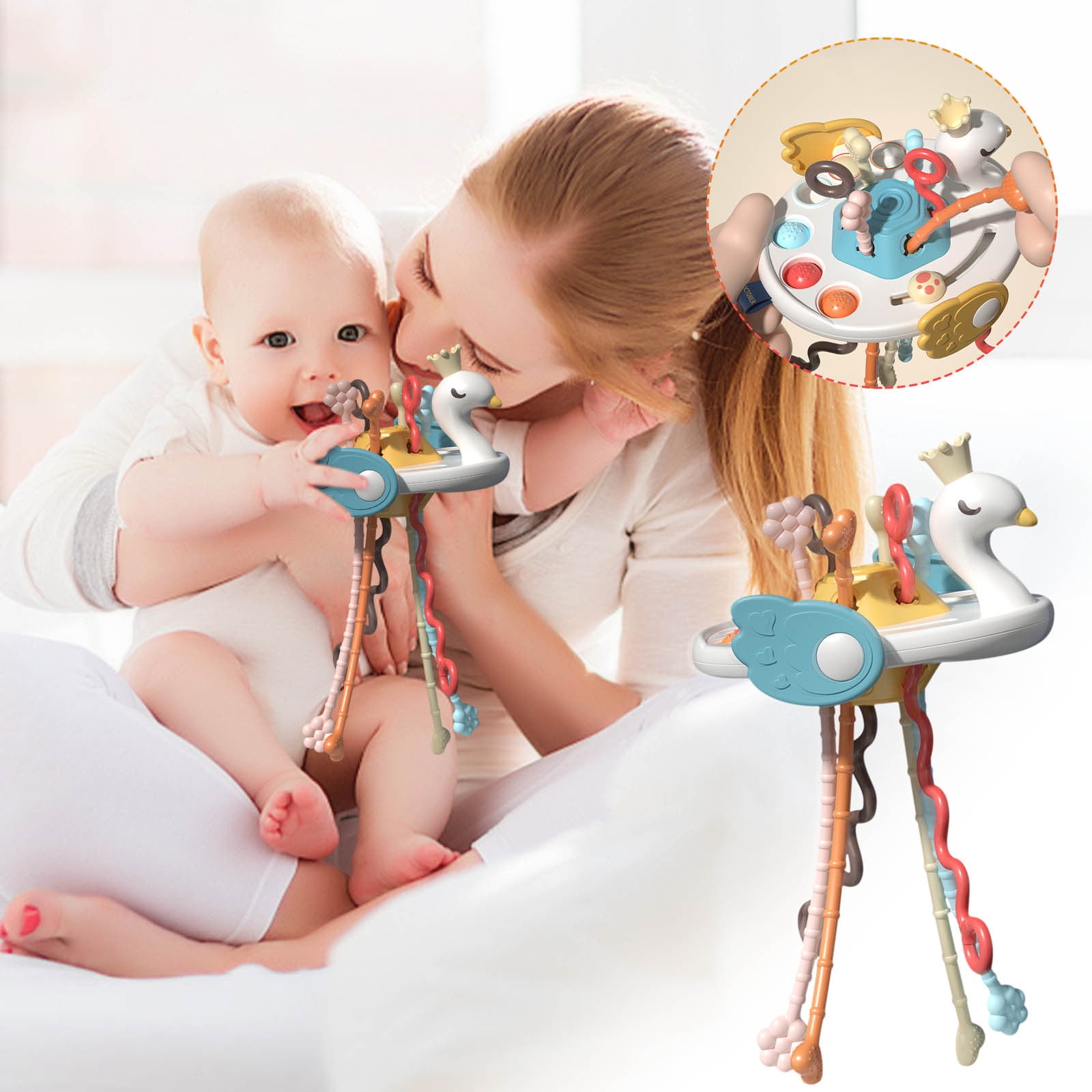 Toddler Toys - Silicone Pull String Toy for Toddlers, Small Animals ...