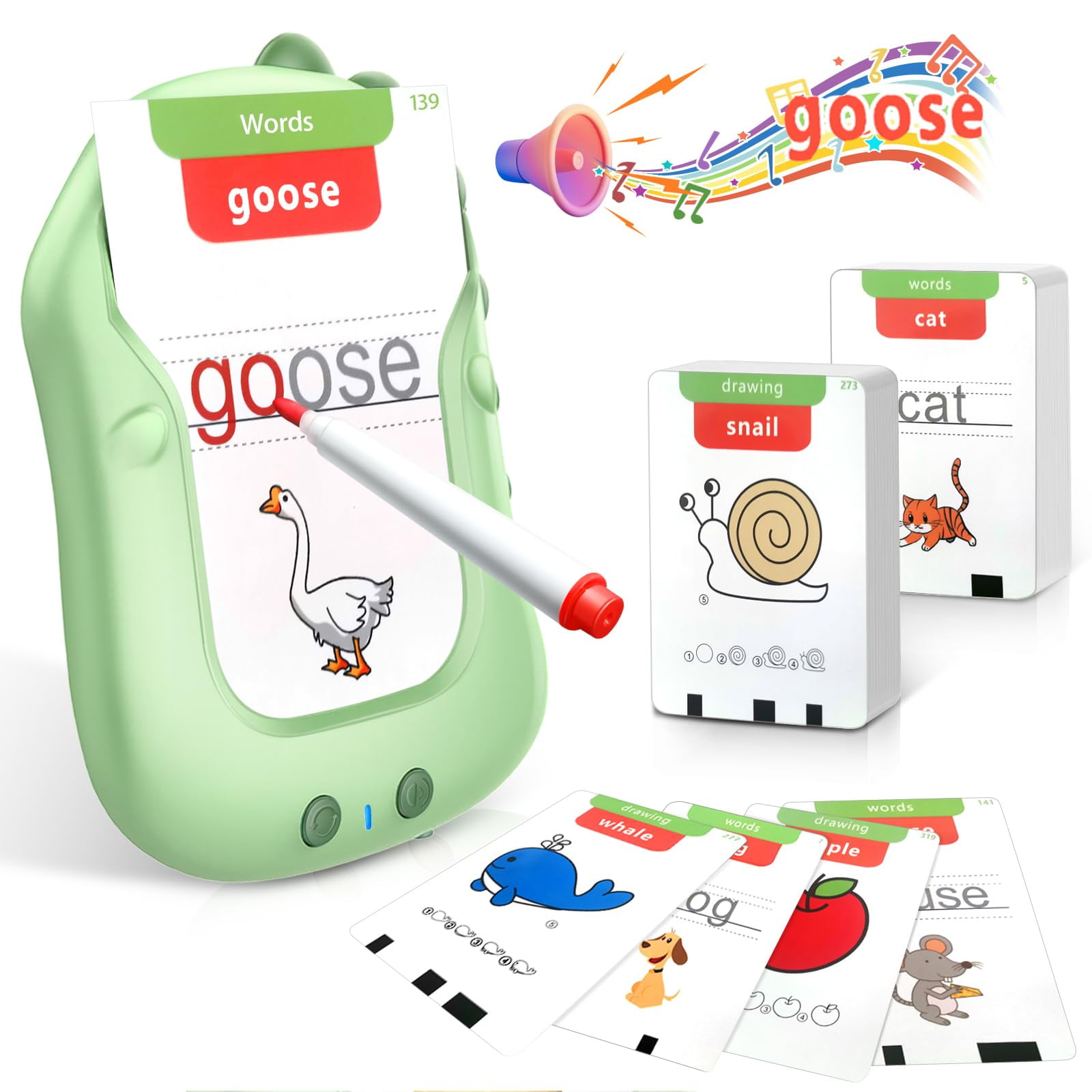 Toddler Toys Talking Flash AIF4 Cards Reusable Writing Drawing Learning Phonics Card Education ...