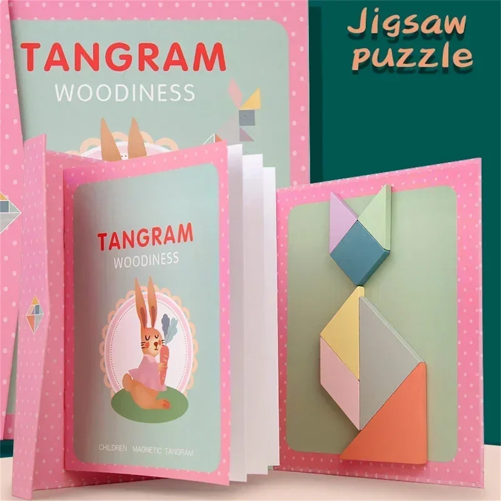 Toddler Toys Wooden Magnetic Tangram Puzzle Book Educational Toys For ...