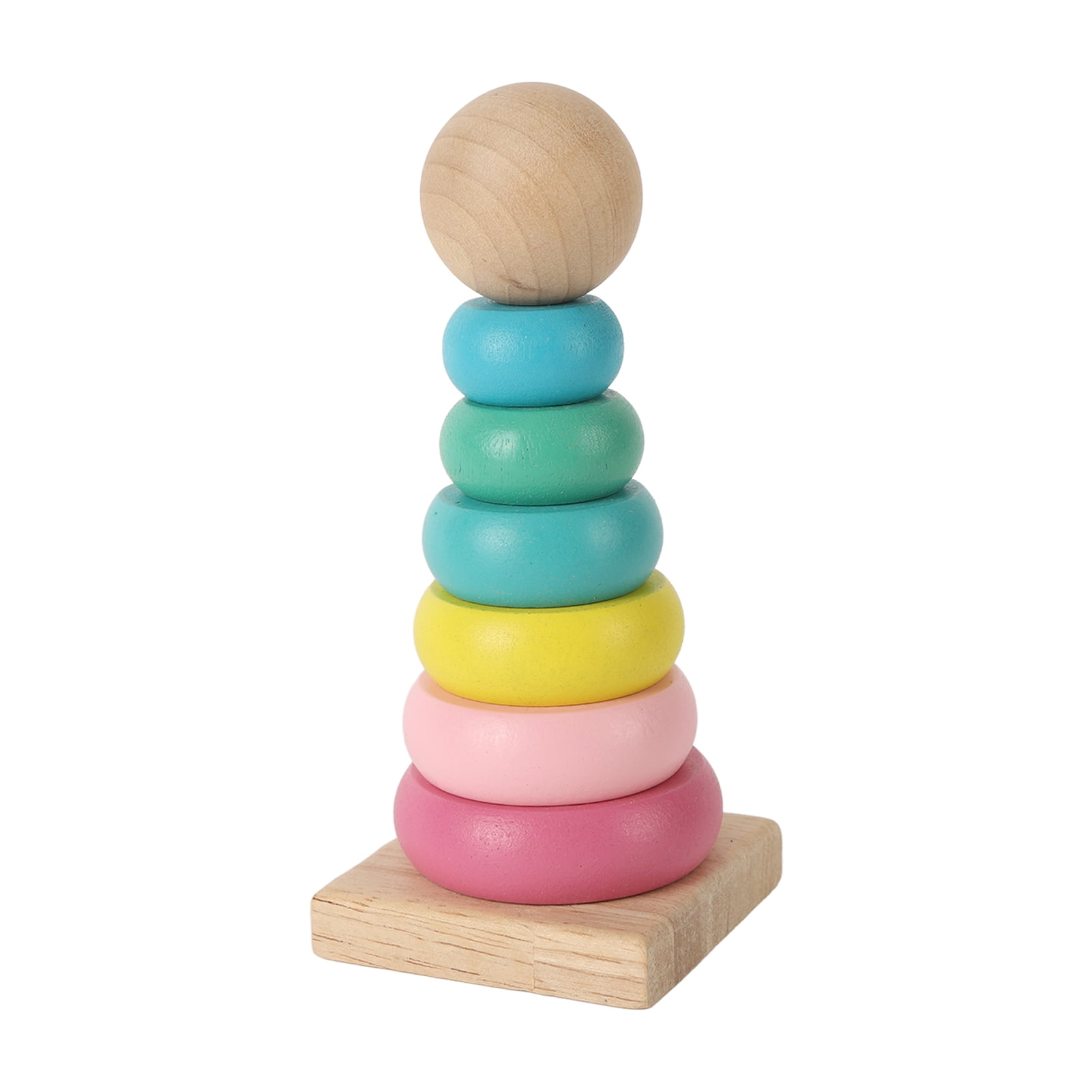 Toddler Toys, Wooden Rainbow Stacking Rings Tower Educational Toys ...