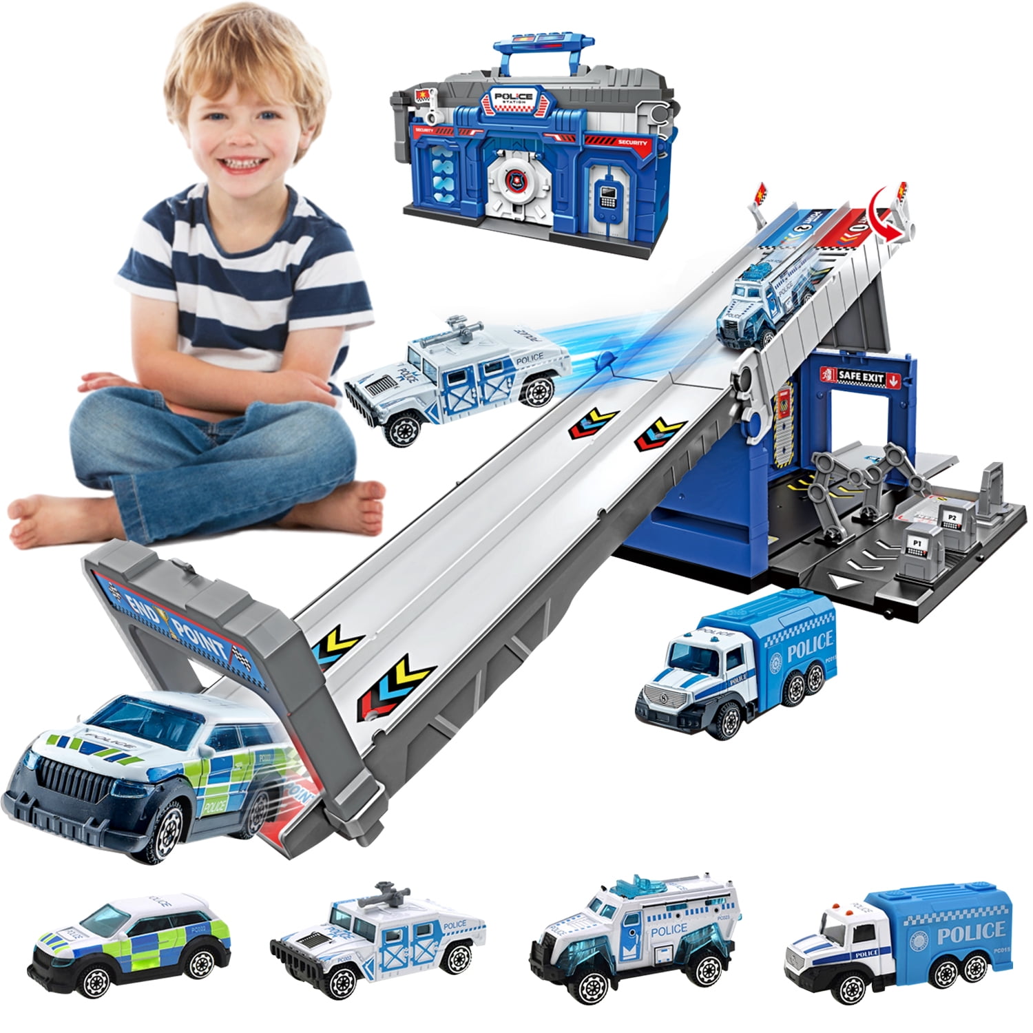 Toddler Toys for 3 4 5 6 Years Old Boys, Die-Cast Police Cars Toy Set ...