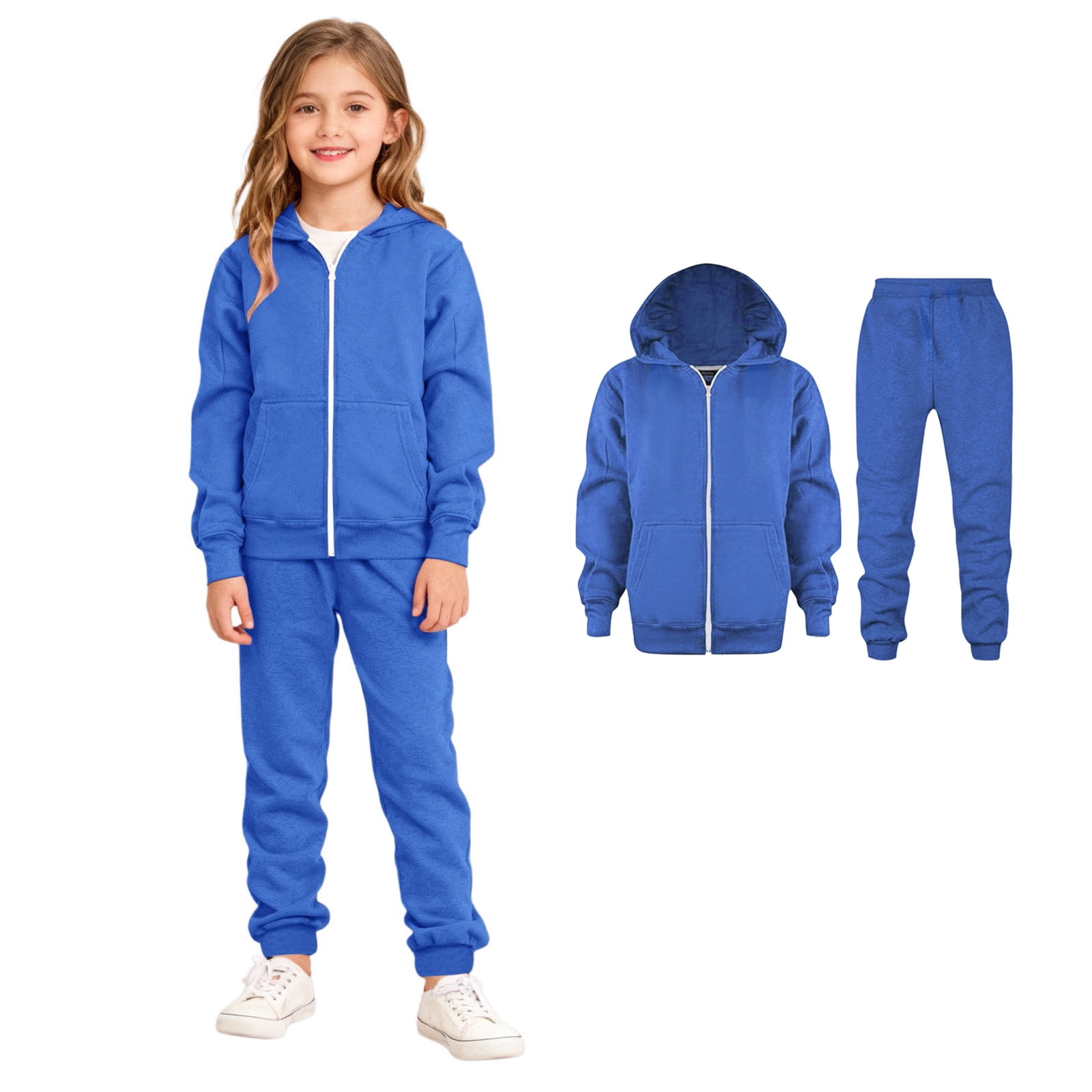 Toddler Track Suits Boys Zipper Blue Sweatsuit Boys Hooded Sweatshirt ...