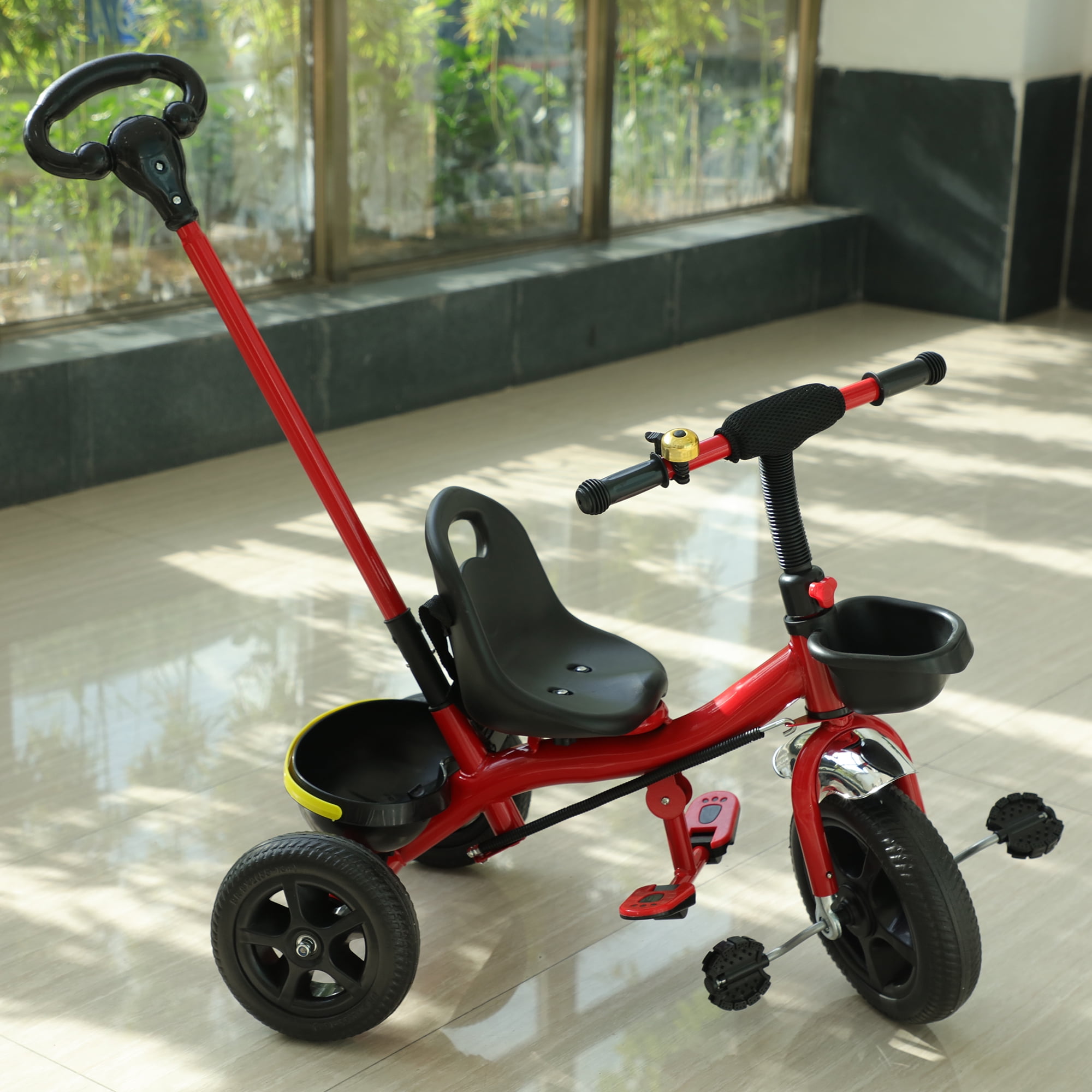 Toddler Tricycle Kids Trike with Basket Removable Pedals and Bell Bike ...