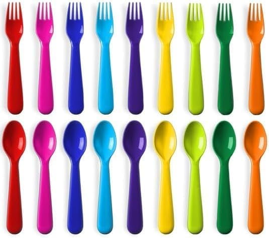Toddler Utensils Set of 18 Plastic Kids Utensils Forks and Spoons - BPA ...