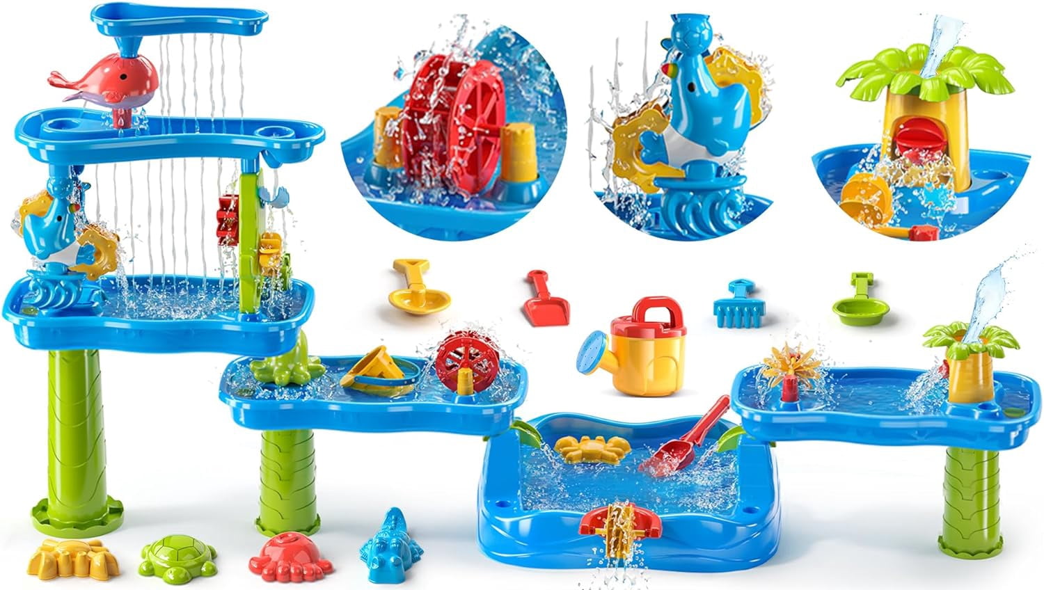 Toddler Water Table for Kids 3 4 5 6 7 8 Years Old, Rain Showers Pond ...