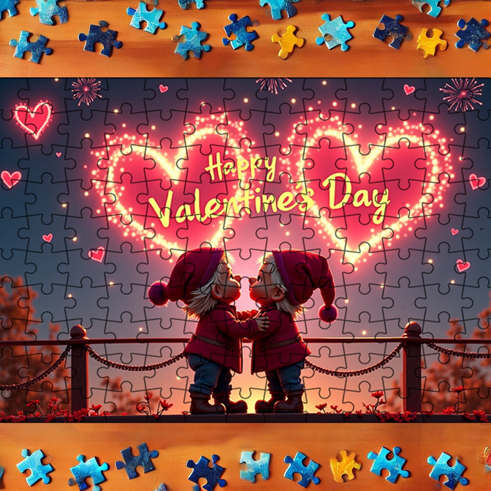 Toddler Wooden 130 Piece Valentine's Day Theme Puzzle Set Valentine's ...