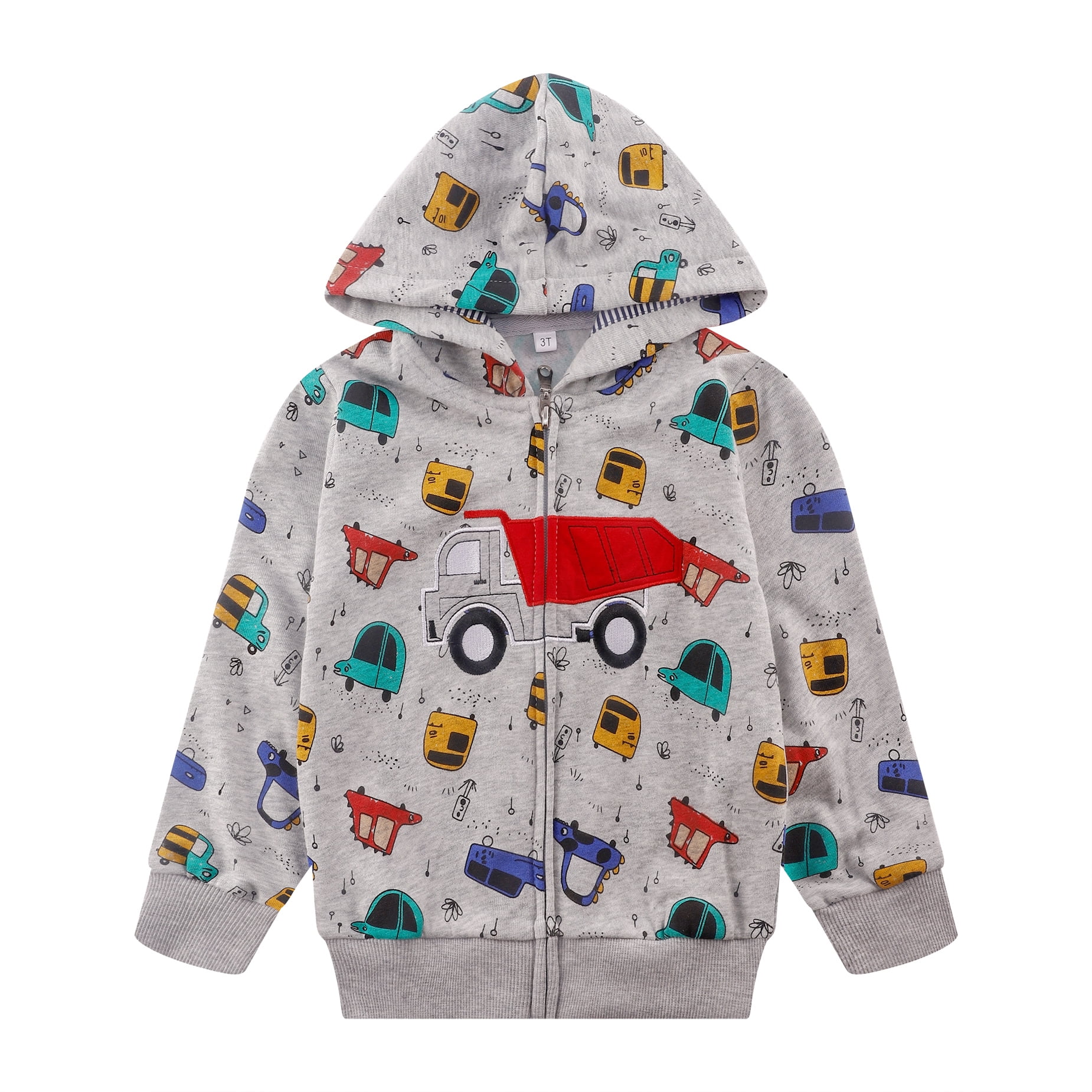 Toddler Zip Up Hoodie Truck Sweatshirt Fall Clothes Boys Jacket With Hood 2-7Years - Walmart.com