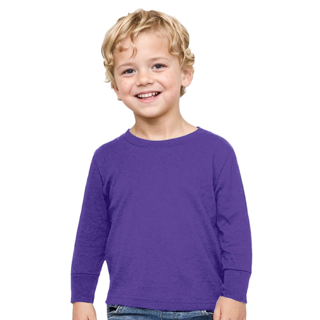 Toddler Cotton Long Sleeve Basic Tee Shirt, PURPLE, 2T - Walmart.com
