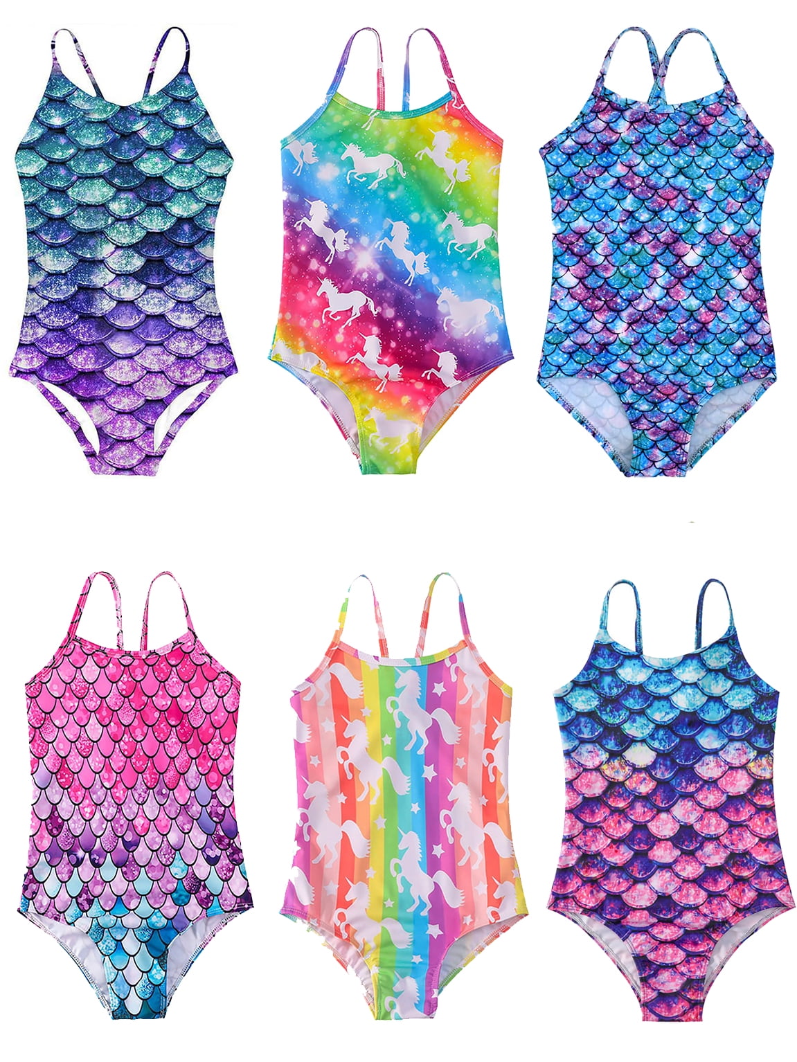 Toddler and Little Girls One Piece Swimsuits Mermaid Beach Swimwear ...