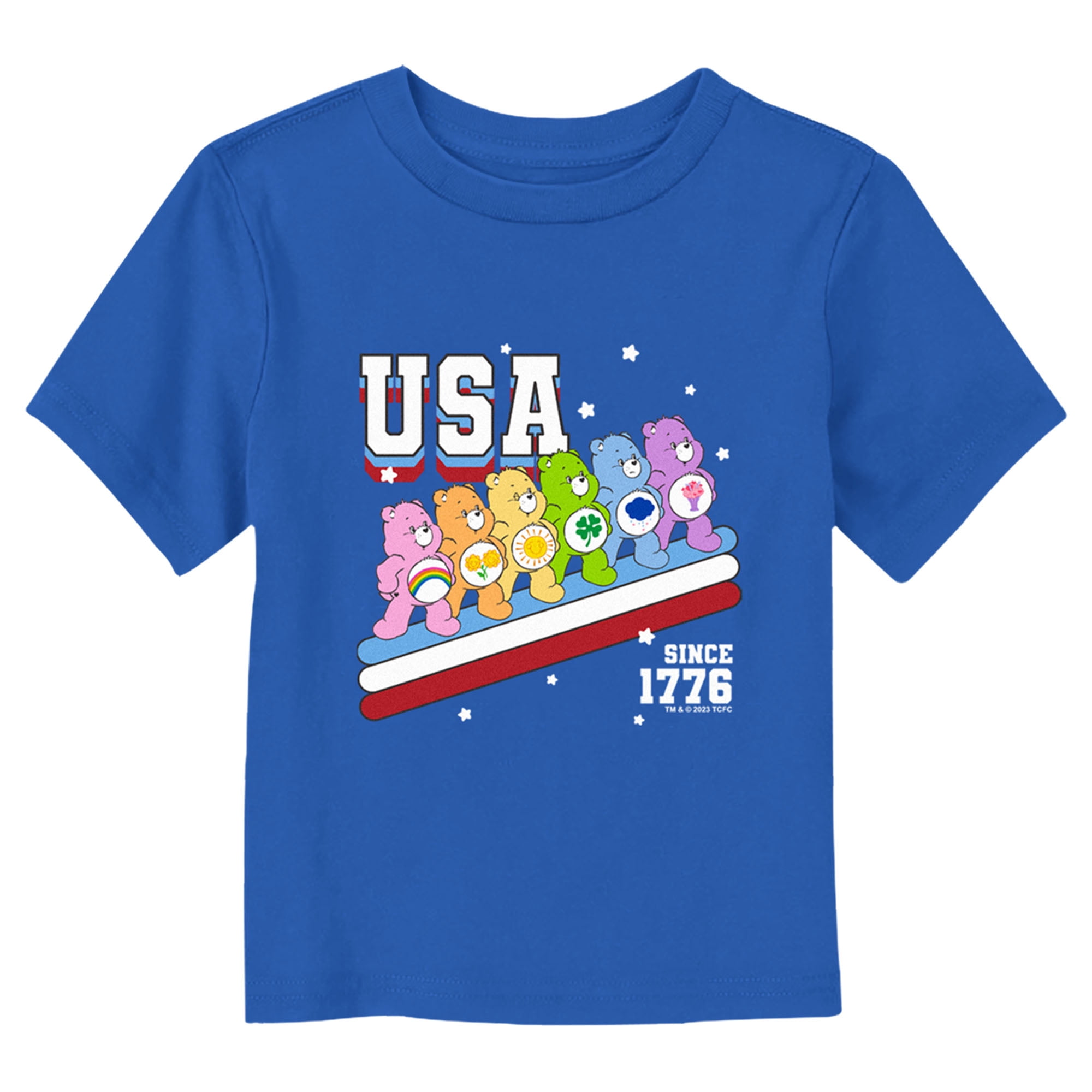 Toddler's Care Bears Fourth of July USA 1776 Rainbow Graphic Tee Royal ...