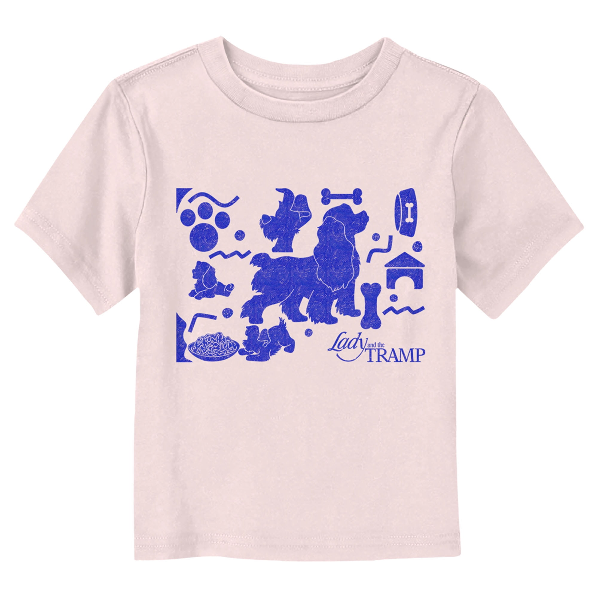 Toddler's Lady and the Tramp Icon Silhouettes Graphic Tee Light Pink 5T ...