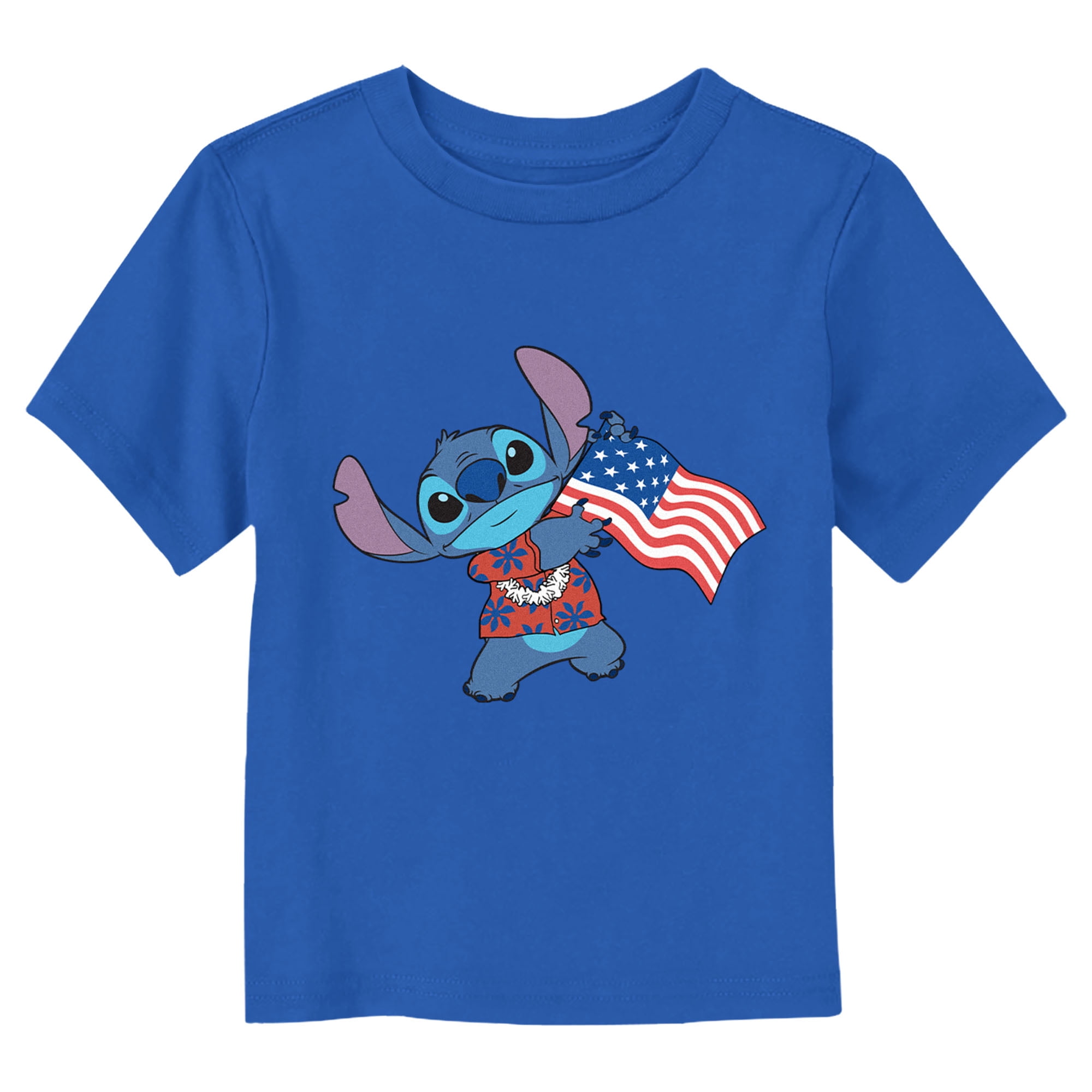 Toddler's Lilo & Stitch American Flag Graphic Tee Royal Blue 2T ...