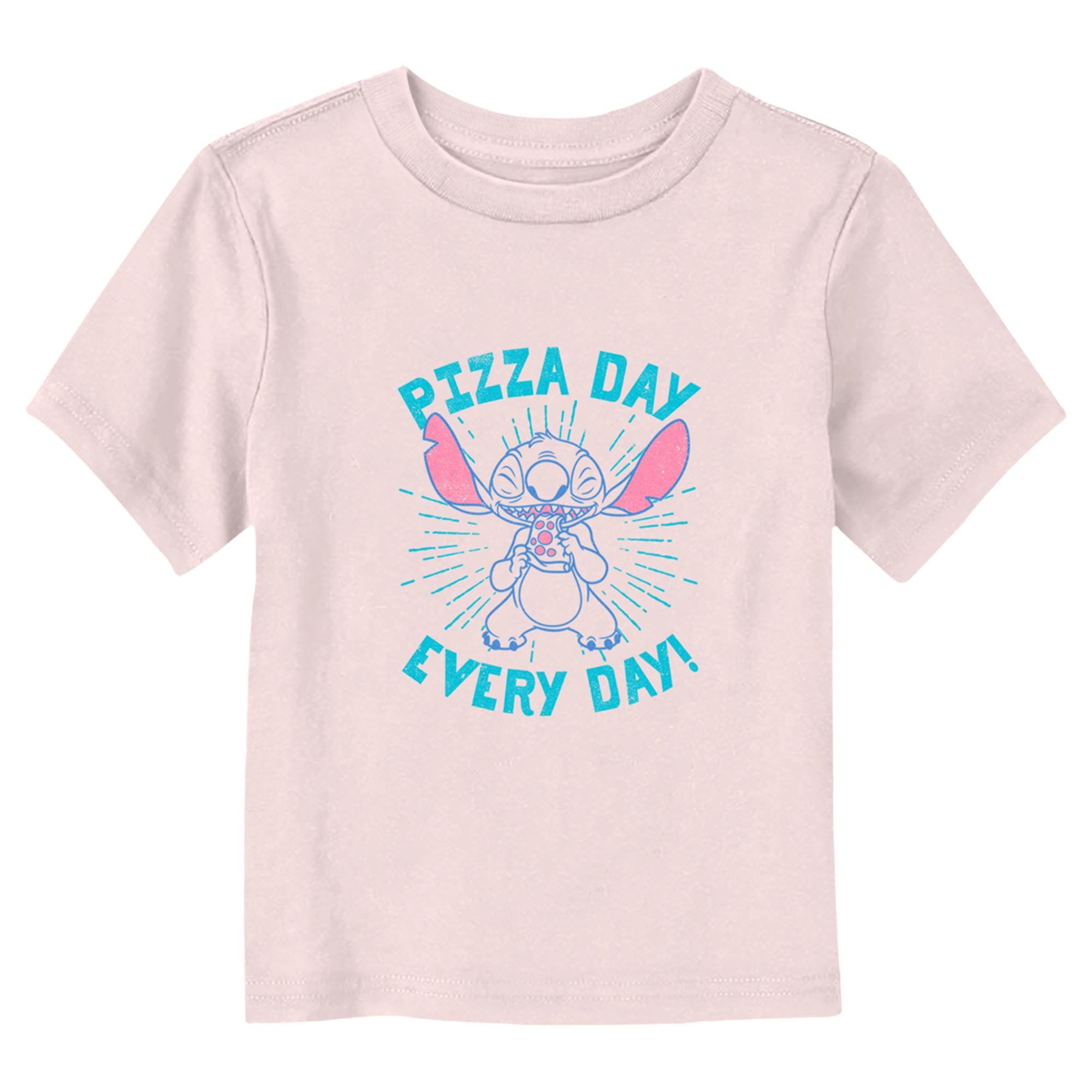 Toddler's Lilo & Stitch Pizza Day Every Day Lined Stitch Graphic Tee ...