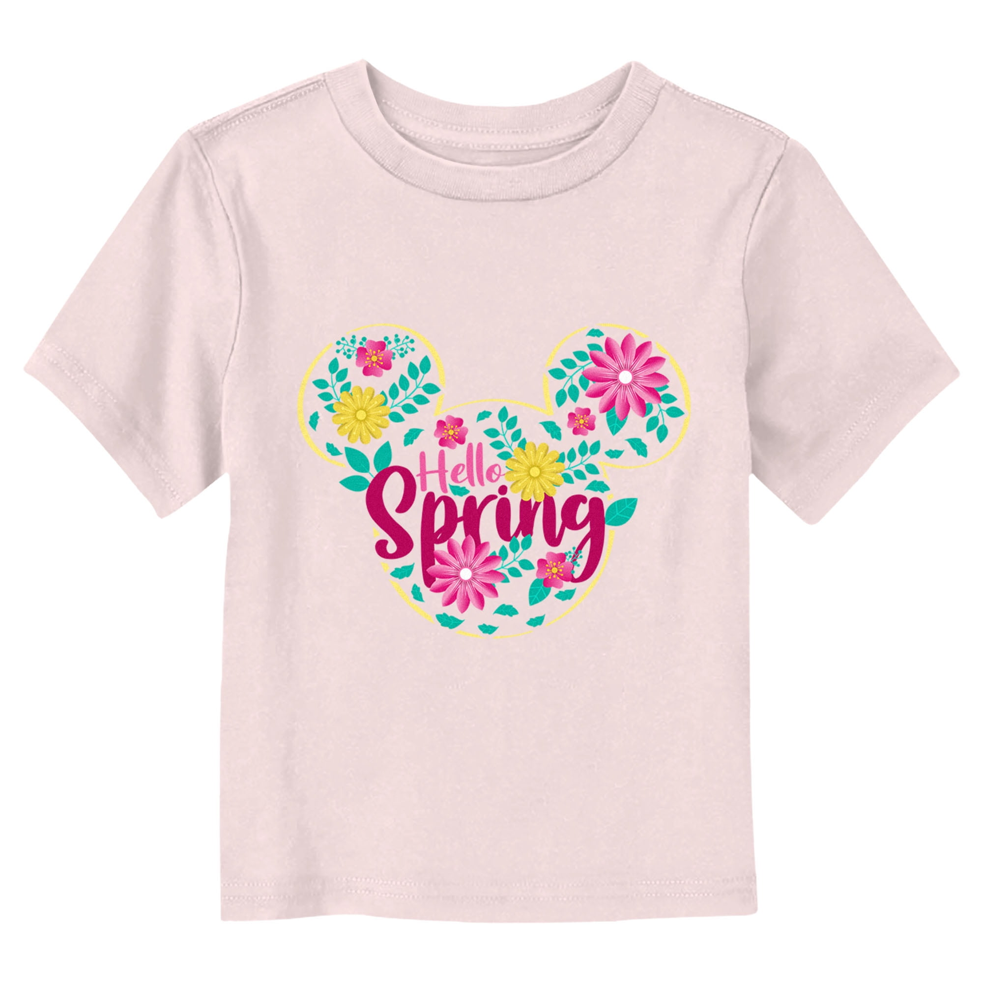 Toddler's Mickey & Friends Hello Spring Flowers Logo Graphic Tee Light ...