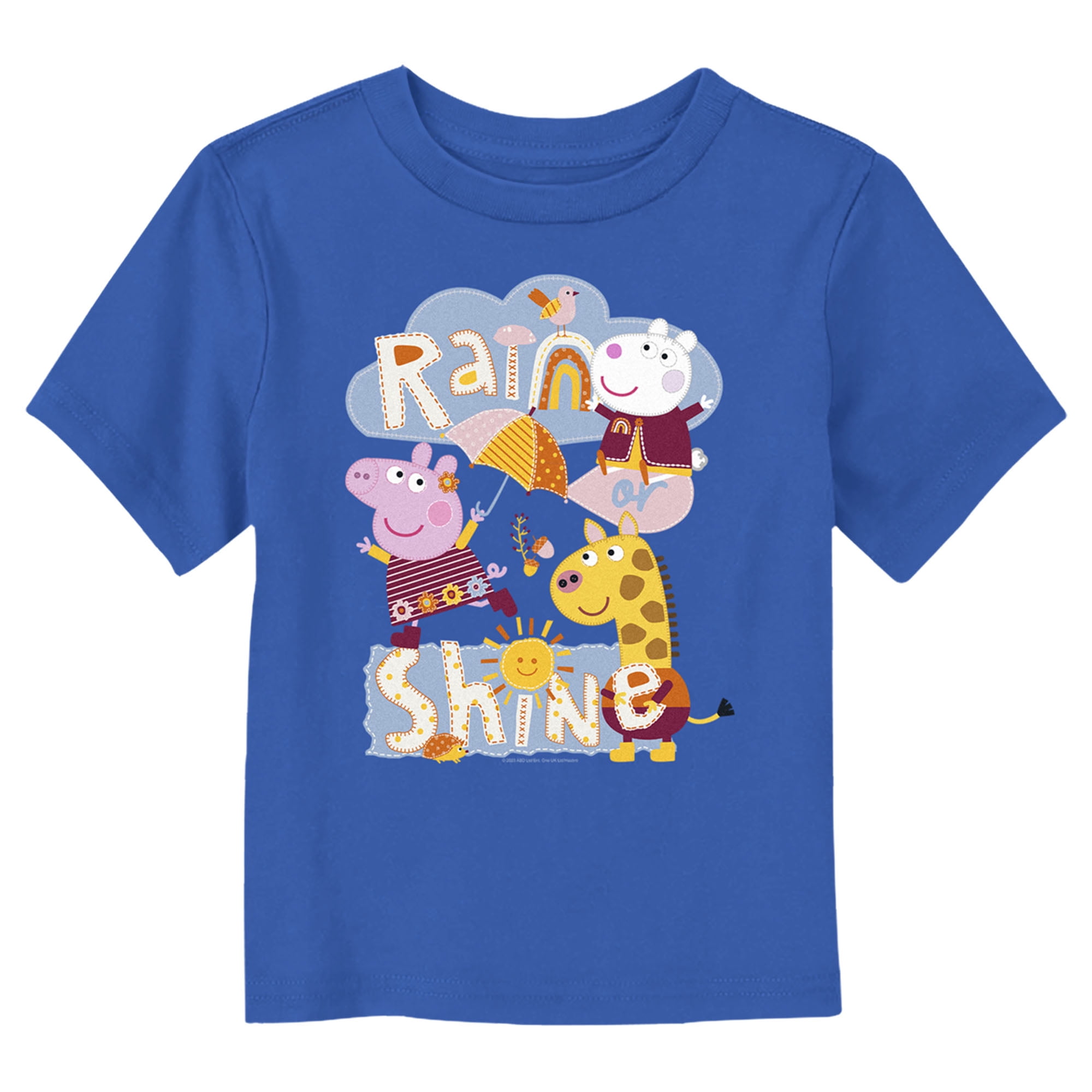 Toddler's Peppa Pig Rain or Shine Embroidery Graphic Tee Royal Blue 5T ...
