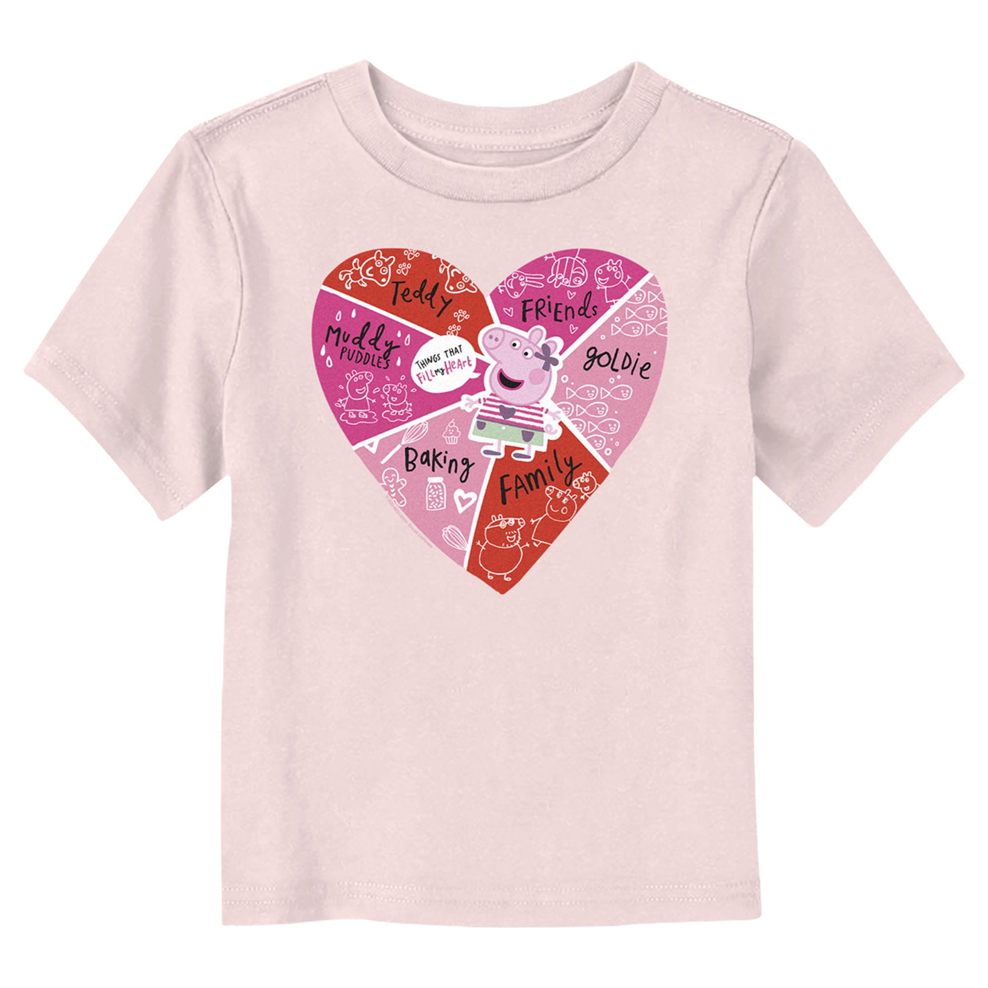 Toddler's Peppa Pig Things That Fill My Heart Doodles Graphic Tee Light ...