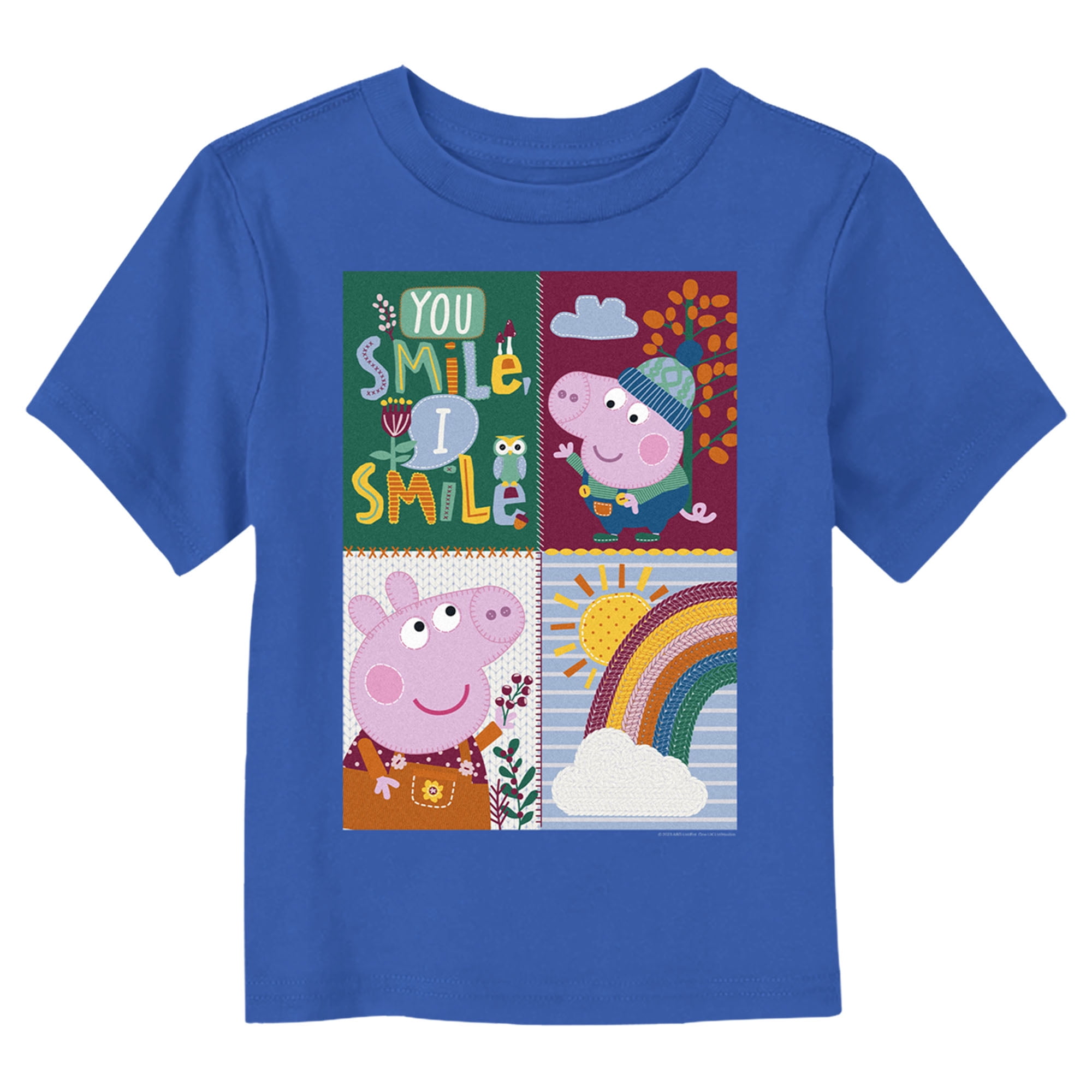 Toddler's Peppa Pig You Smile I Smile Quilt Graphic Tee Royal Blue 4T ...