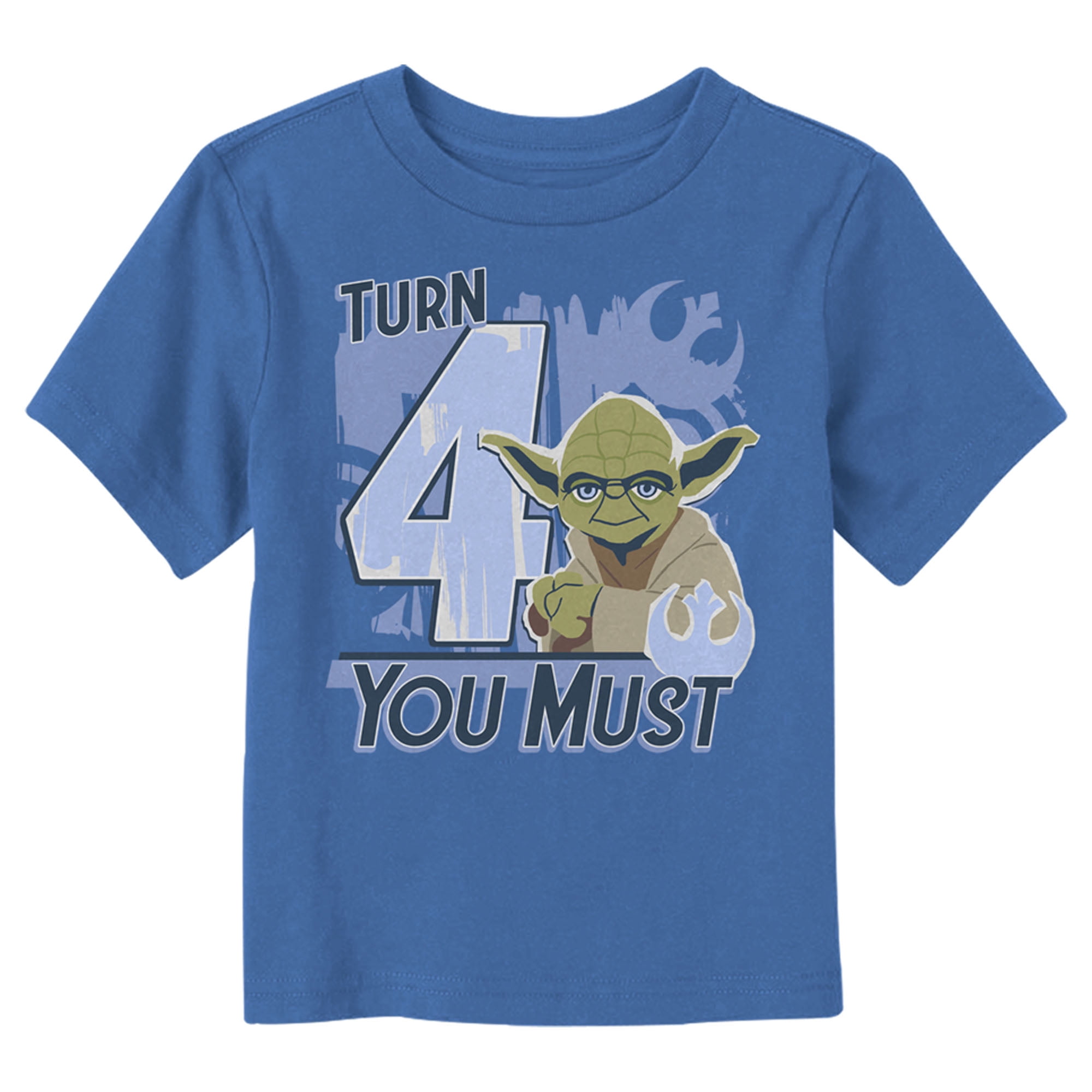 Toddler's Star Wars Yoda Turn 4 You Must Rebel Logo Portrait Graphic ...