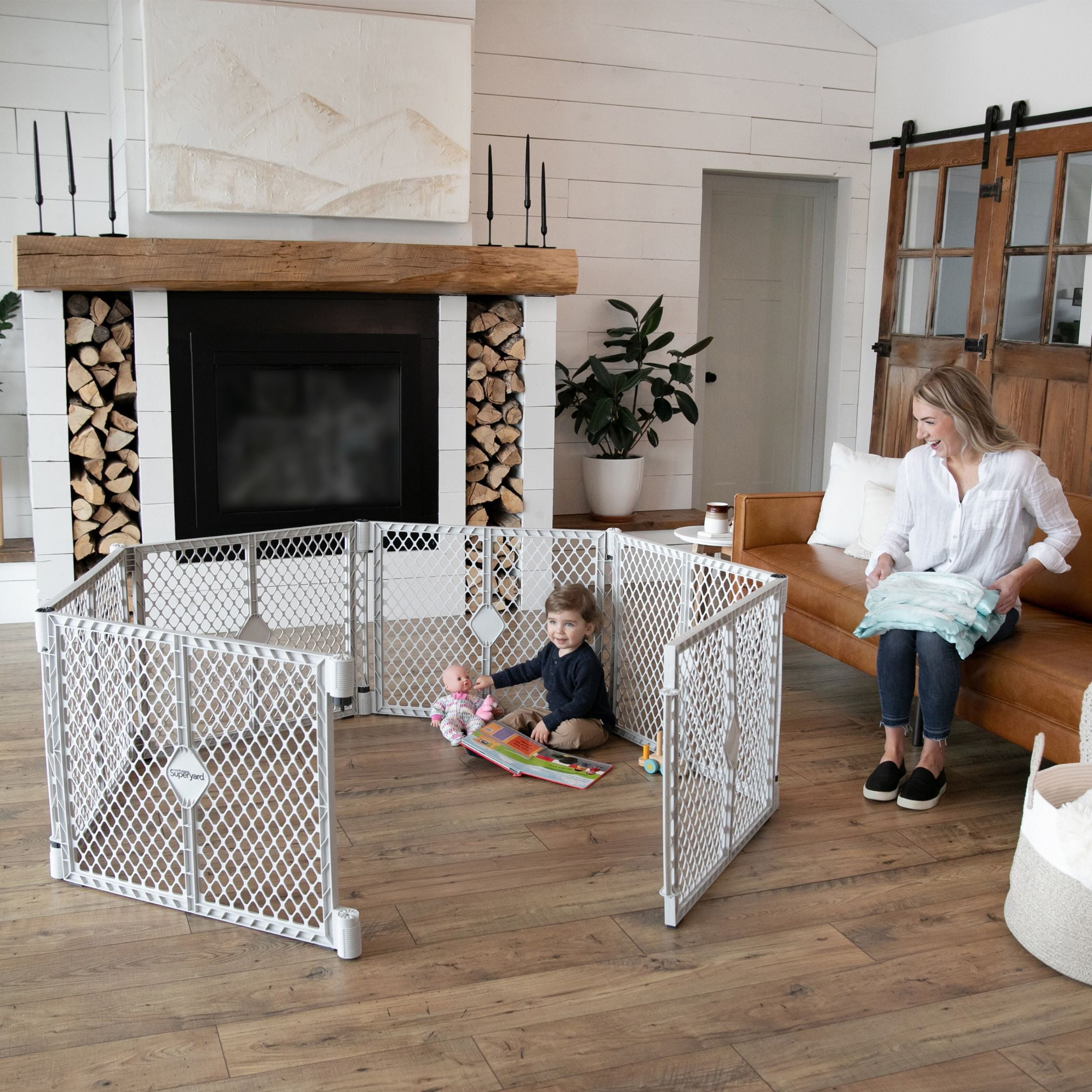 Toddleroo by North States Superyard Explorer Baby Play Yard, Color Gray ...