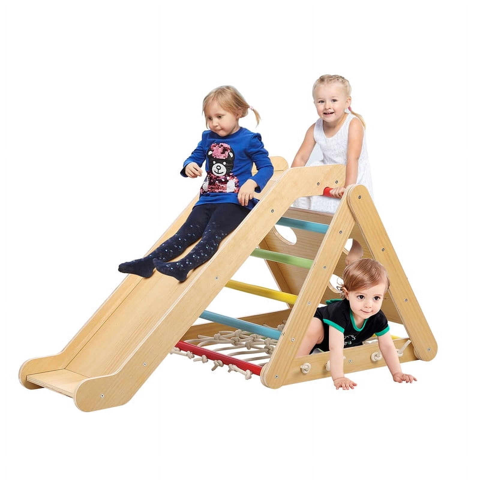 Toddlers Climbing Toys Indoor Playground, 2 in 1 Rainbow Climbing ...