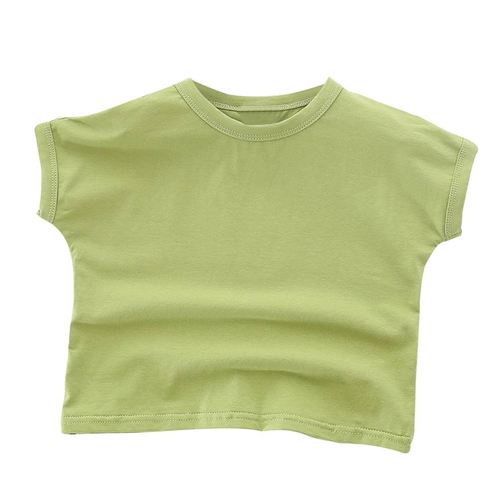 Toddlers Girls Cotton Short Sleeve Tee Crop Top Kids Summer Solid T ...