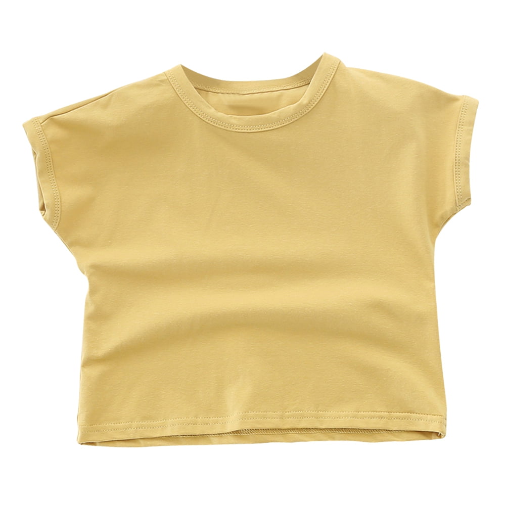 Toddlers Girls Cotton Short Sleeve Tee Crop Top Kids Summer Solid T ...
