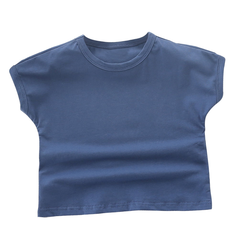 Toddlers Girls Cotton Short Sleeve Tee Crop Top Kids Summer Solid T ...