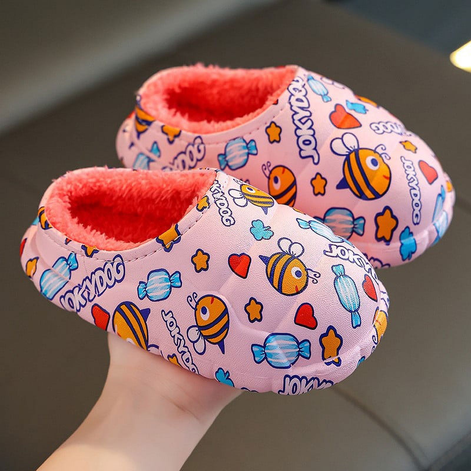 Toddlers Kids Cute Lined Clog Cartoon Warm Garden Shoes Slip On House ...