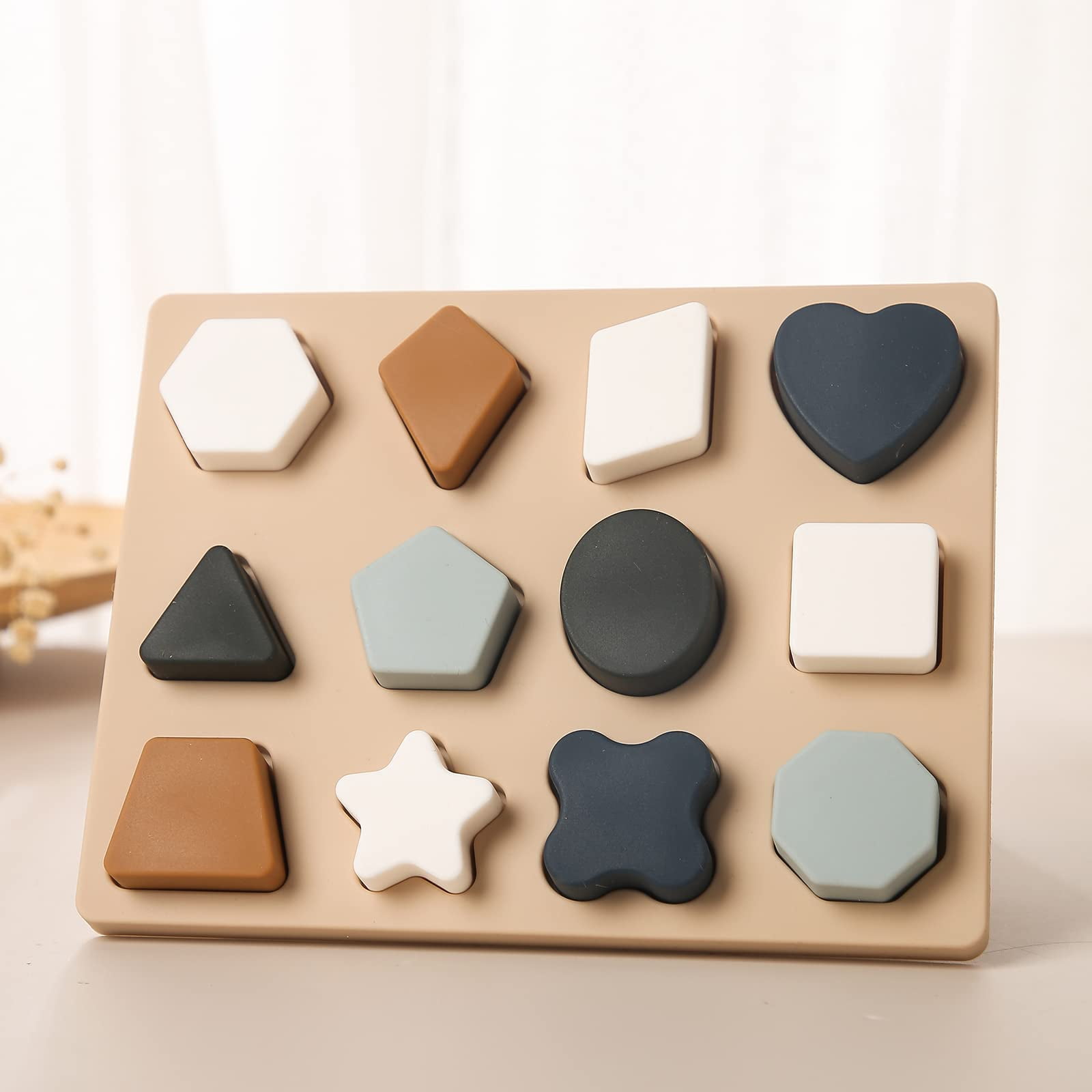 Toddlers Shape Puzzle Montessori EC36 Learning Shape Toy Board for Kids ...