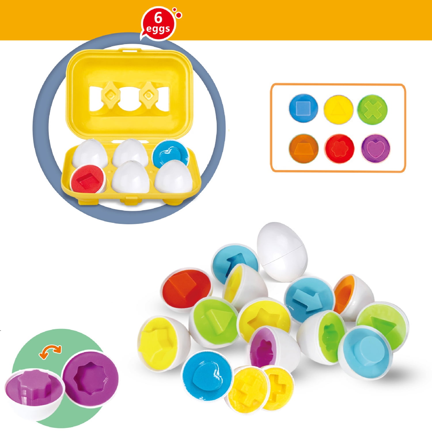 Toddlers Shape and Color Matching Eggs Puzzle Easter Toy Christmas Gift ...