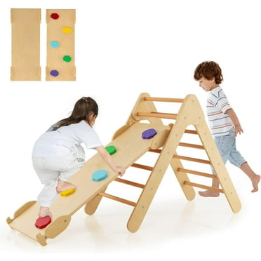 OLAKIDS Climbing Triangle Set, 5 in 1 Kids Wooden Montessori Climber ...