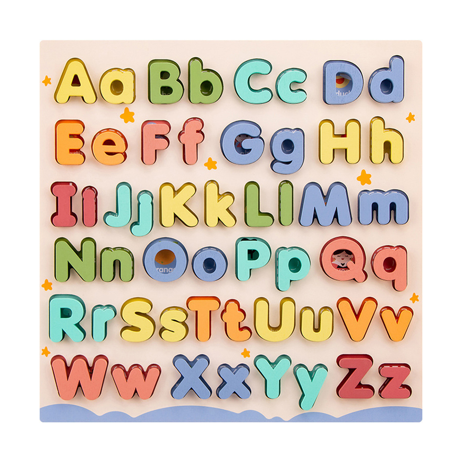 Toddlers Wooden Alphabet Puzzle Board Capital Lowercase Letter Learning ...