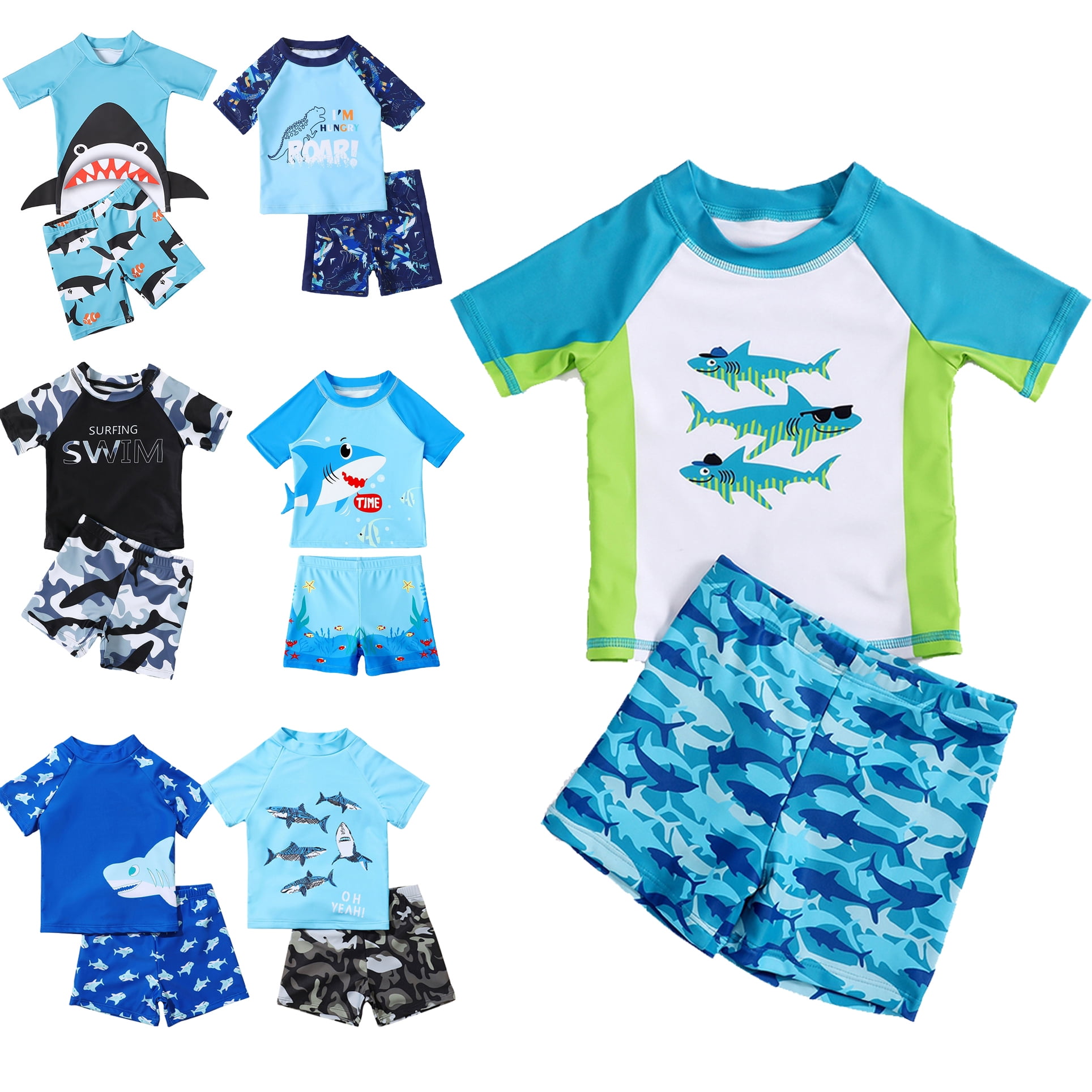 Toddlers and Baby Boys' Swimsuit Trunk and Rashguard Sunsuit UPF 50 ...